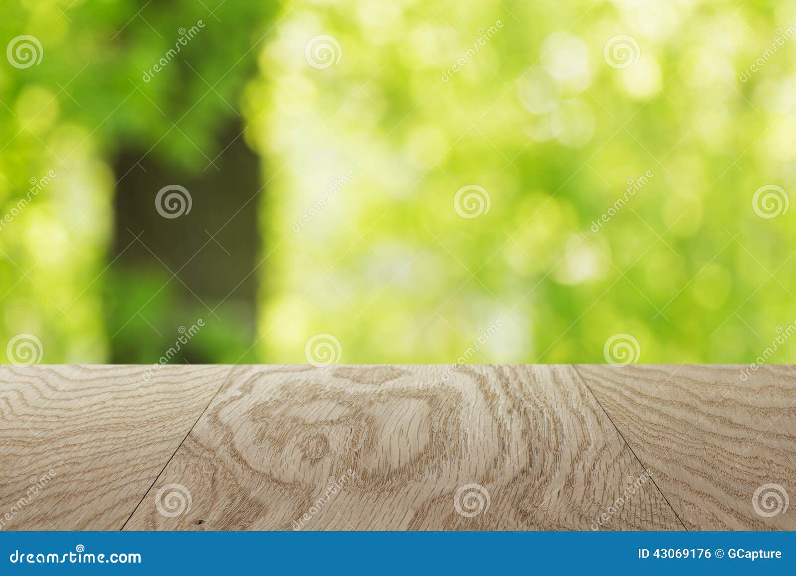 Natural Oak Table Template with Blurred Oak Tree on Background Stock ...
