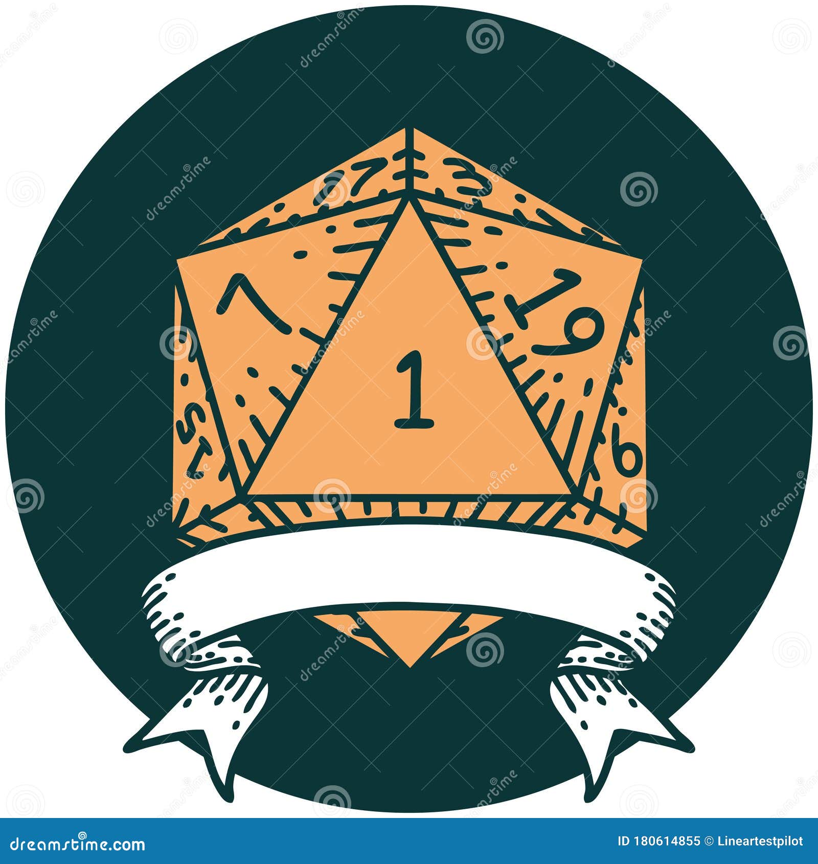 Natural One D20 Dice Roll Icon Stock Vector - Illustration of dungeons ...