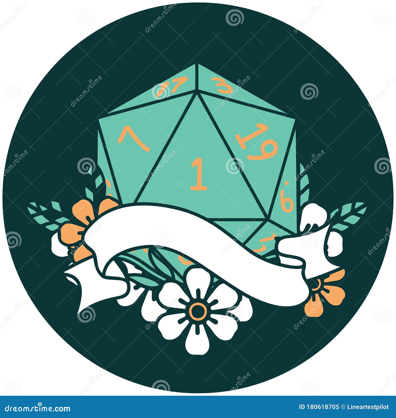 Natural One D20 Dice Roll Icon Stock Vector - Illustration of icon ...