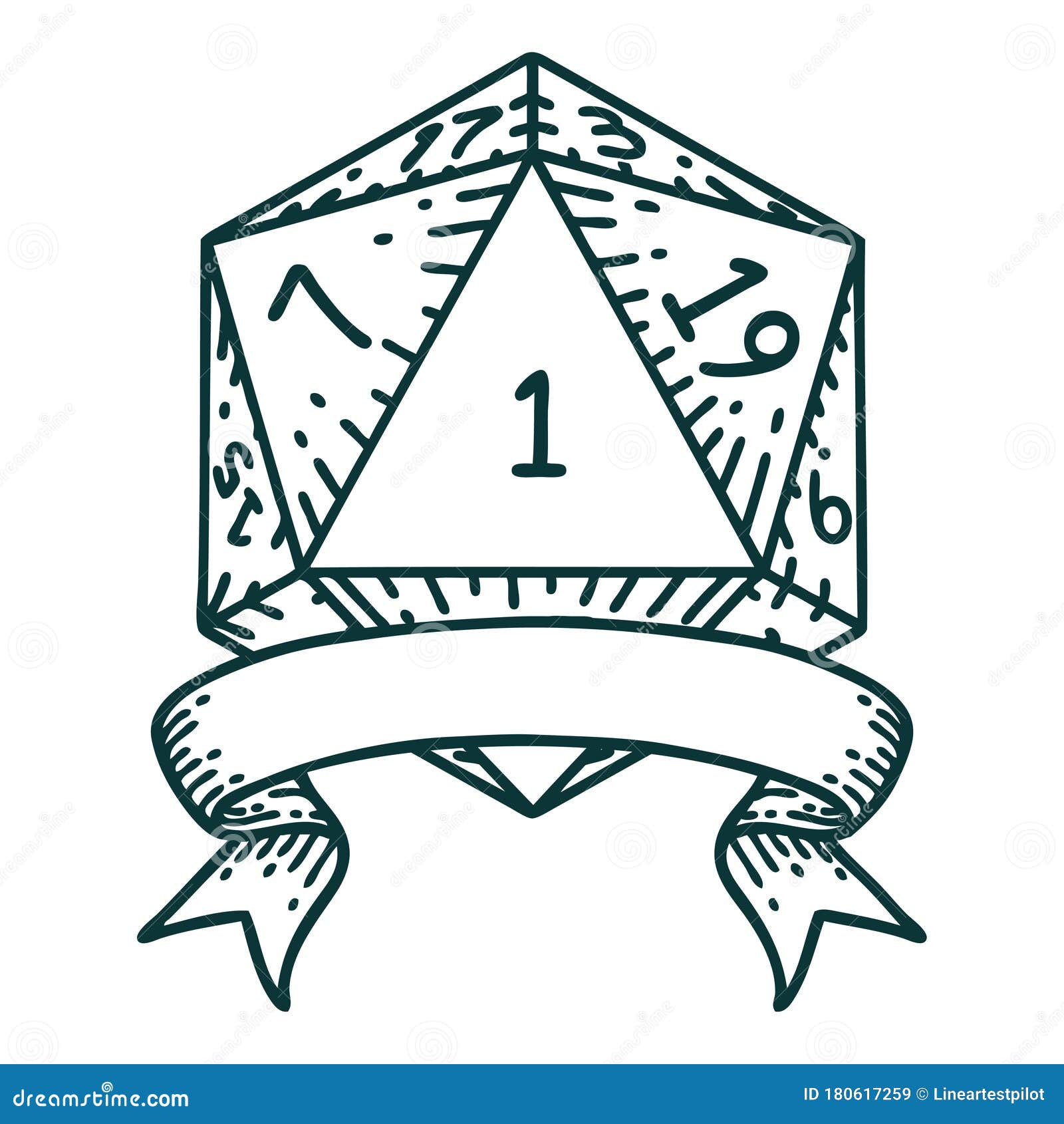 Natural One D20 Dice Roll Illustration Stock Vector - Illustration of ...