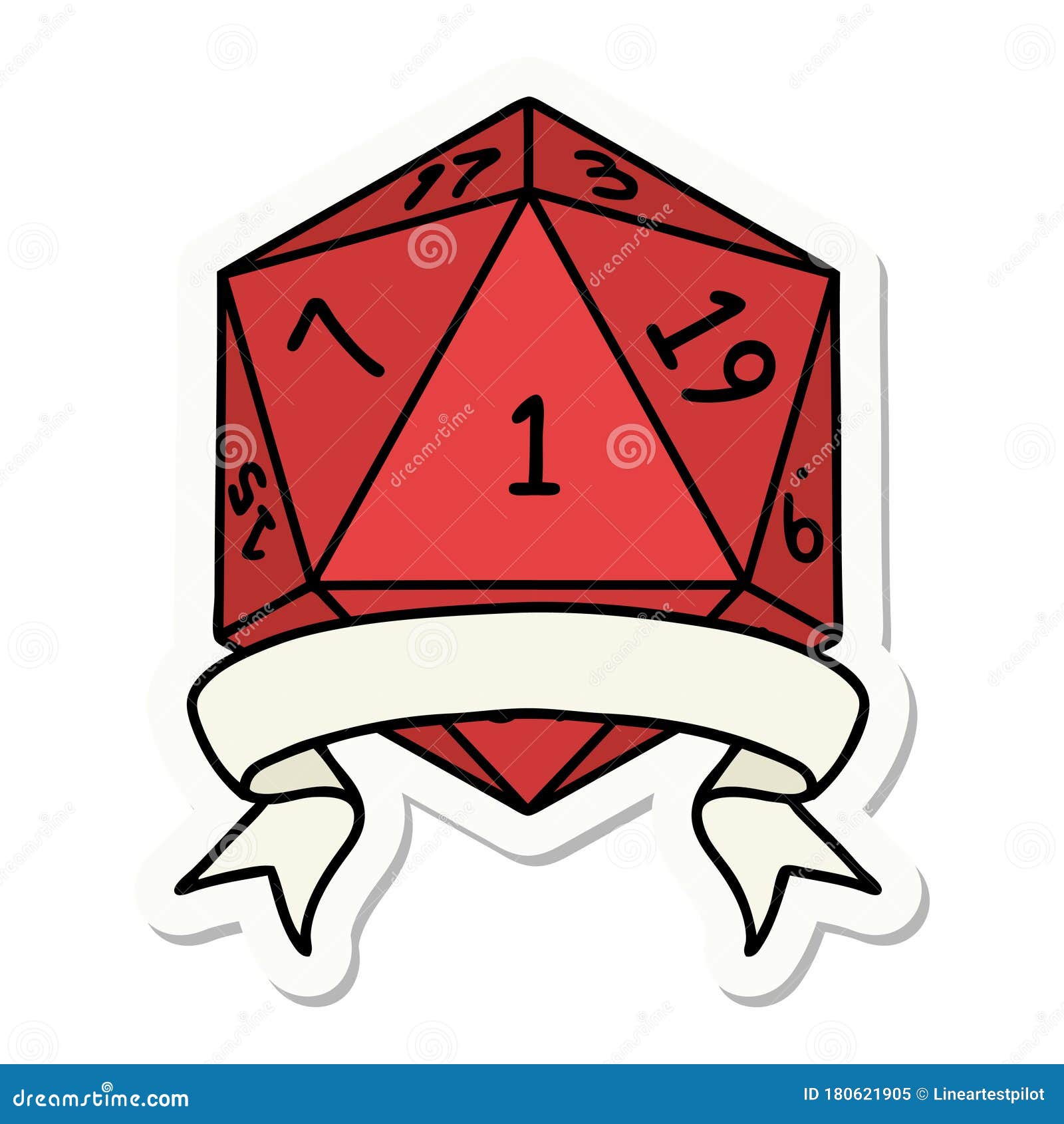 Natural One D20 Dice Roll Sticker Stock Vector - Illustration of banner ...