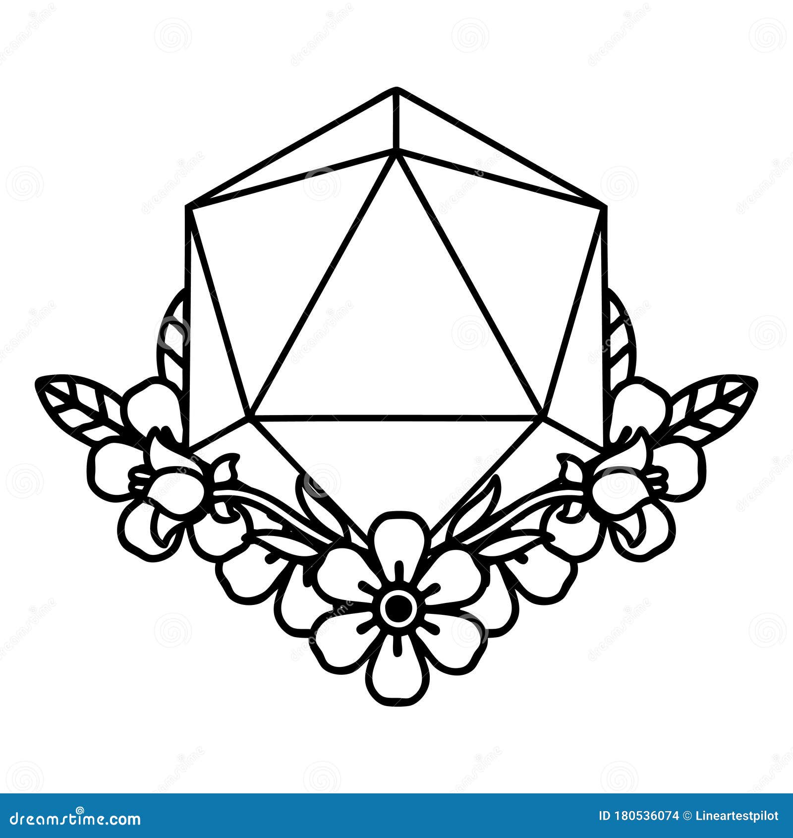 Natural One Dice Roll with Floral Elements Illustration Stock Vector ...