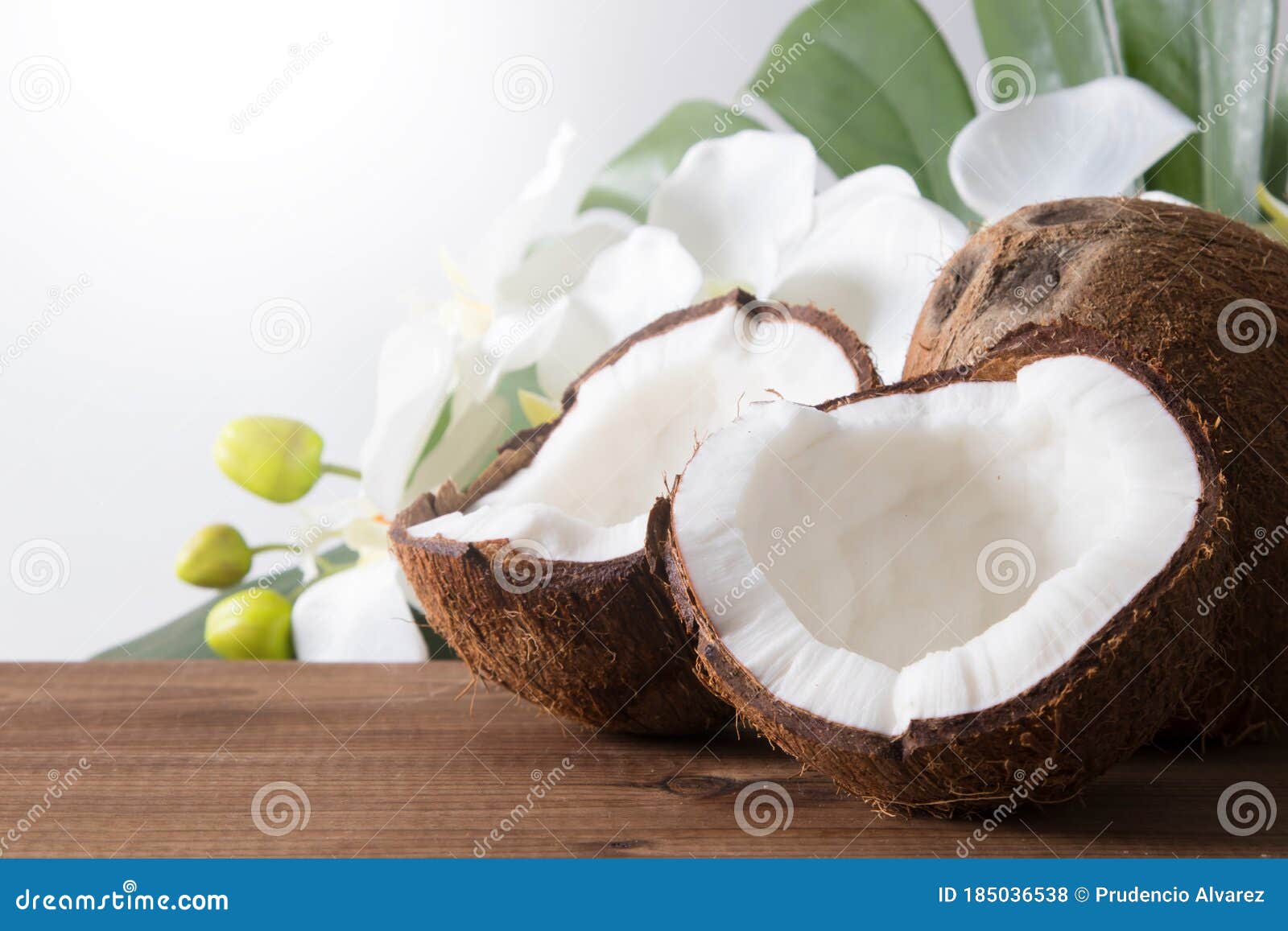 Natural open coconut fruit stock photo. Image of exotic - 185036538