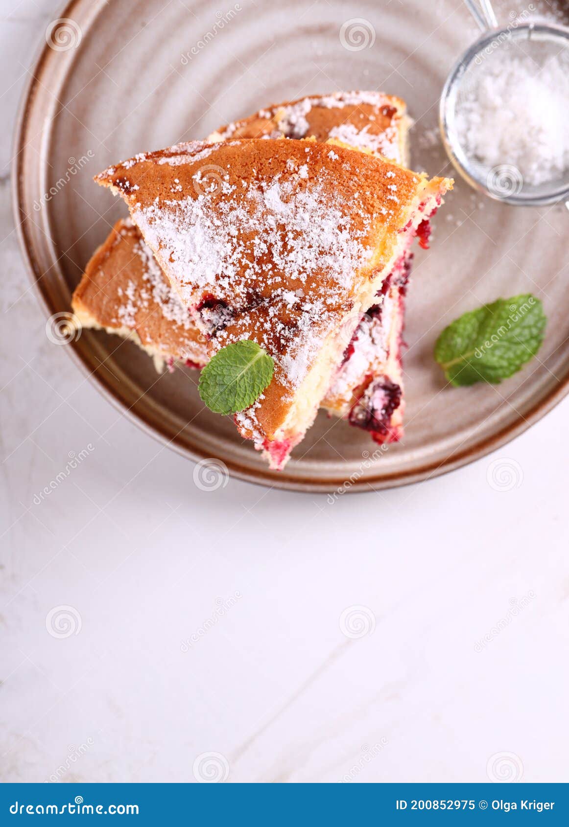 Cherry sponge cake stock image. Image of home, cooking - 200852975
