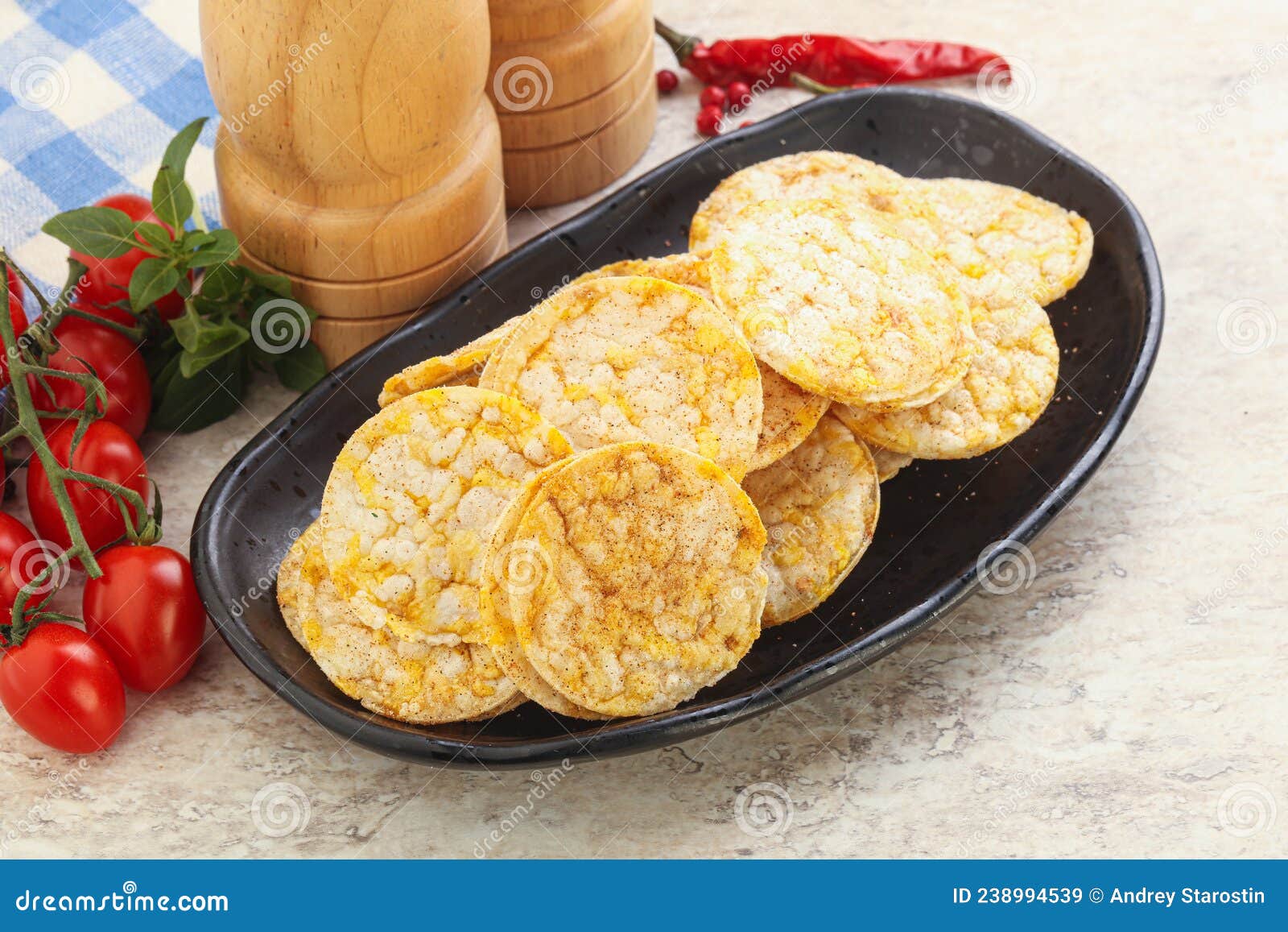 Natural Organic Grain Rice Chips Stock Image - Image of slice, brown ...