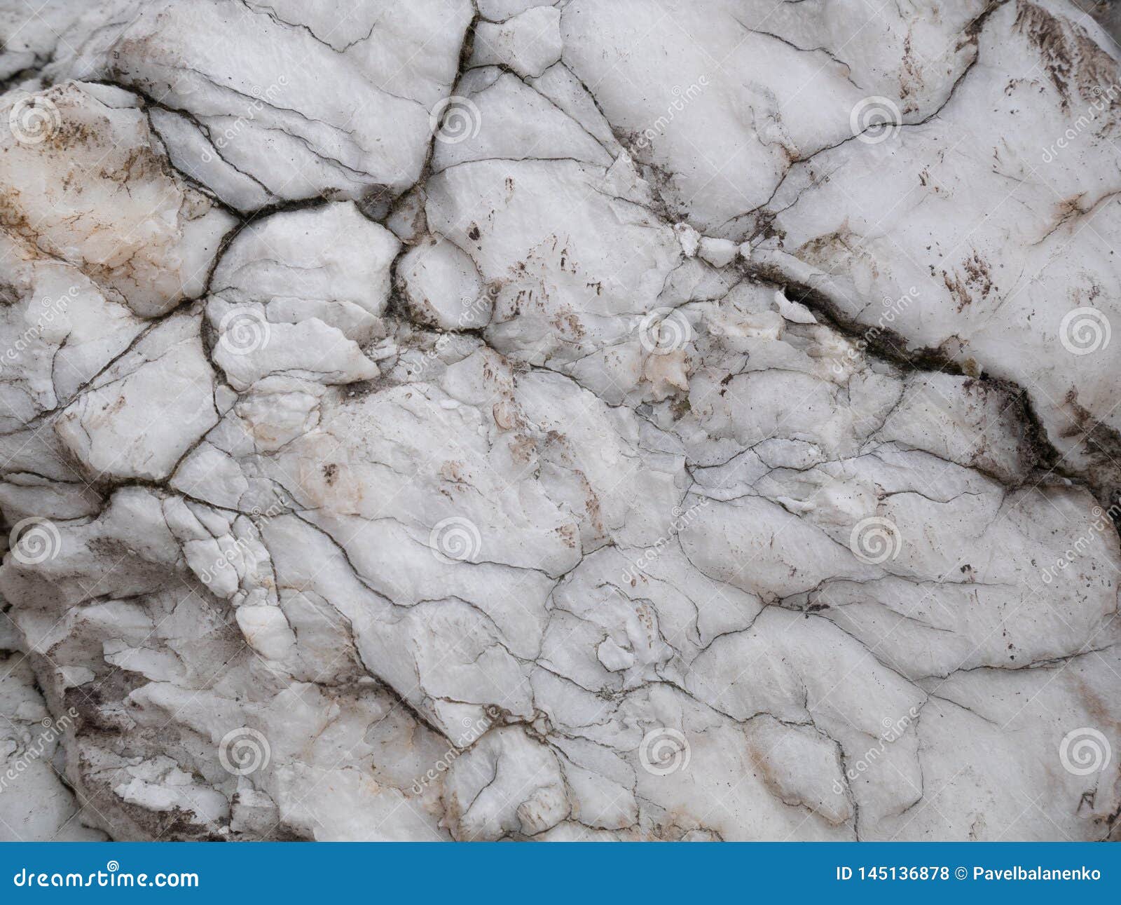 Natural Pattern of Weathered White Marble Stone with Cracks. Closeup ...