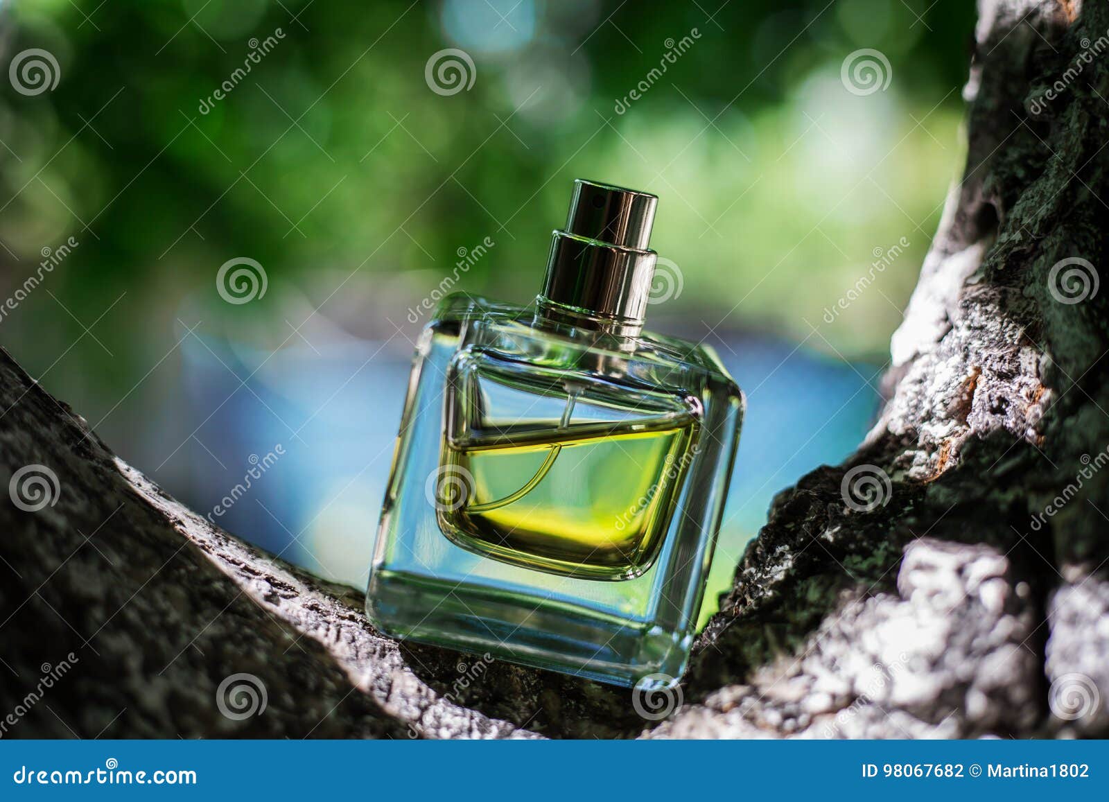 Natural Perfume on Green Background Stock Photo - Image of natural ...