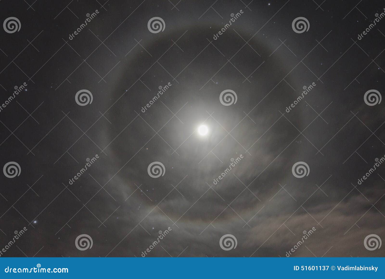 Natural Phenomenon in the Night Sky. Moon Halo Stock Image - Image of ...