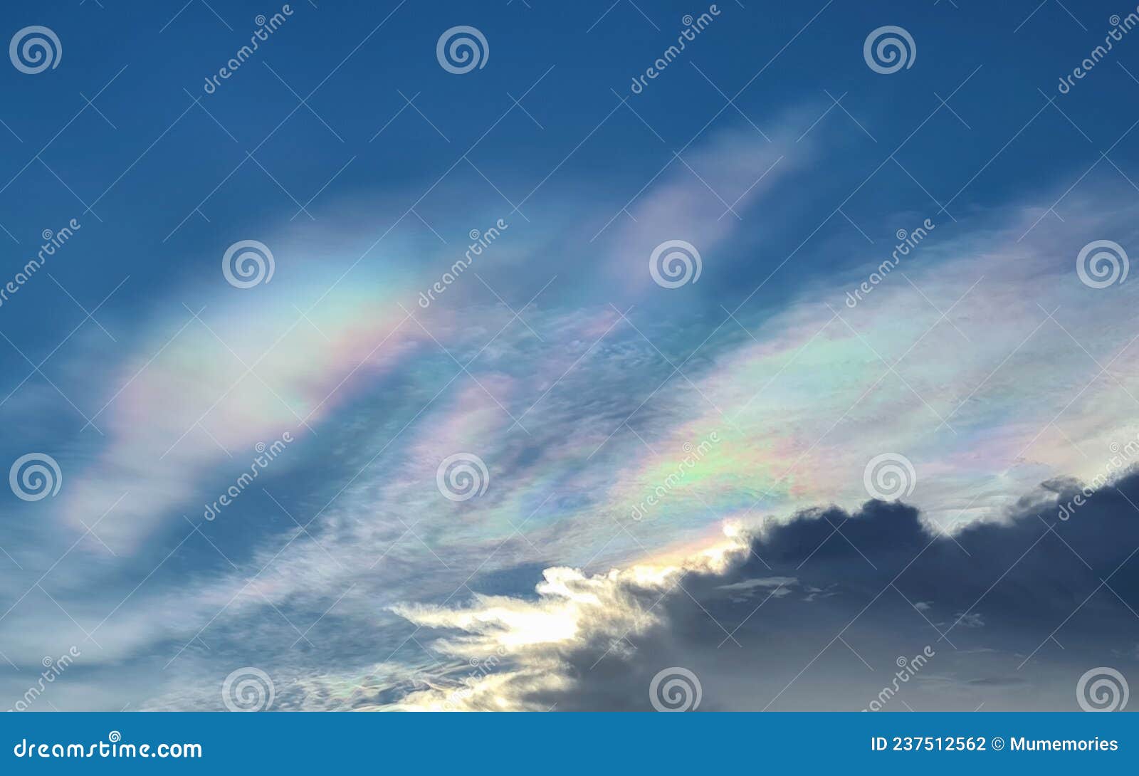 Natural Phenomenon of Rainbow Cloud or Iridescent Cloud Stock Photo ...
