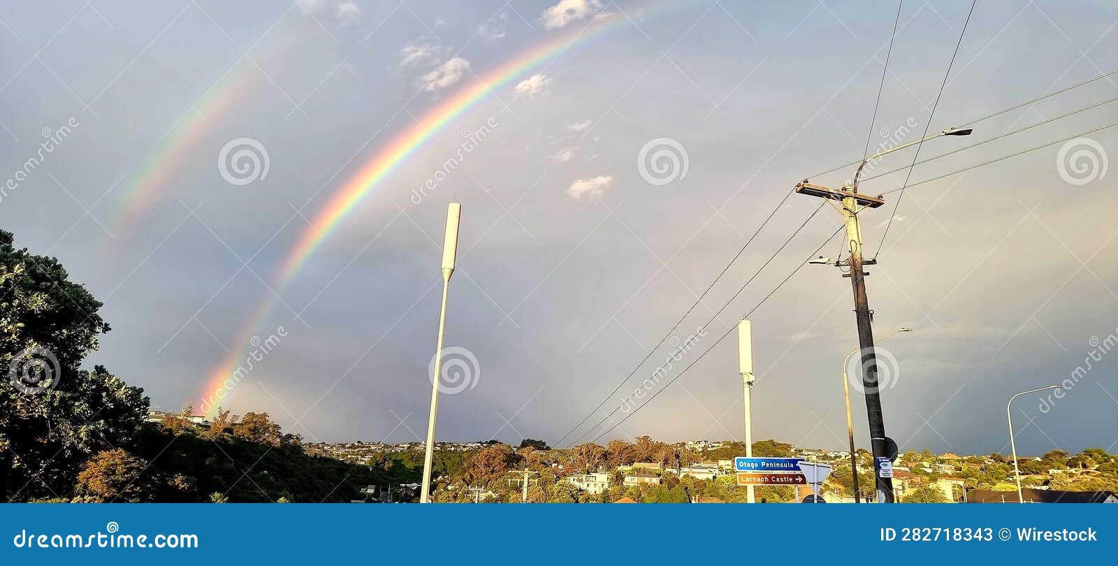 Natural Phenomenon of Two Full-spectrum Rainbows in the Sky Stock Image ...