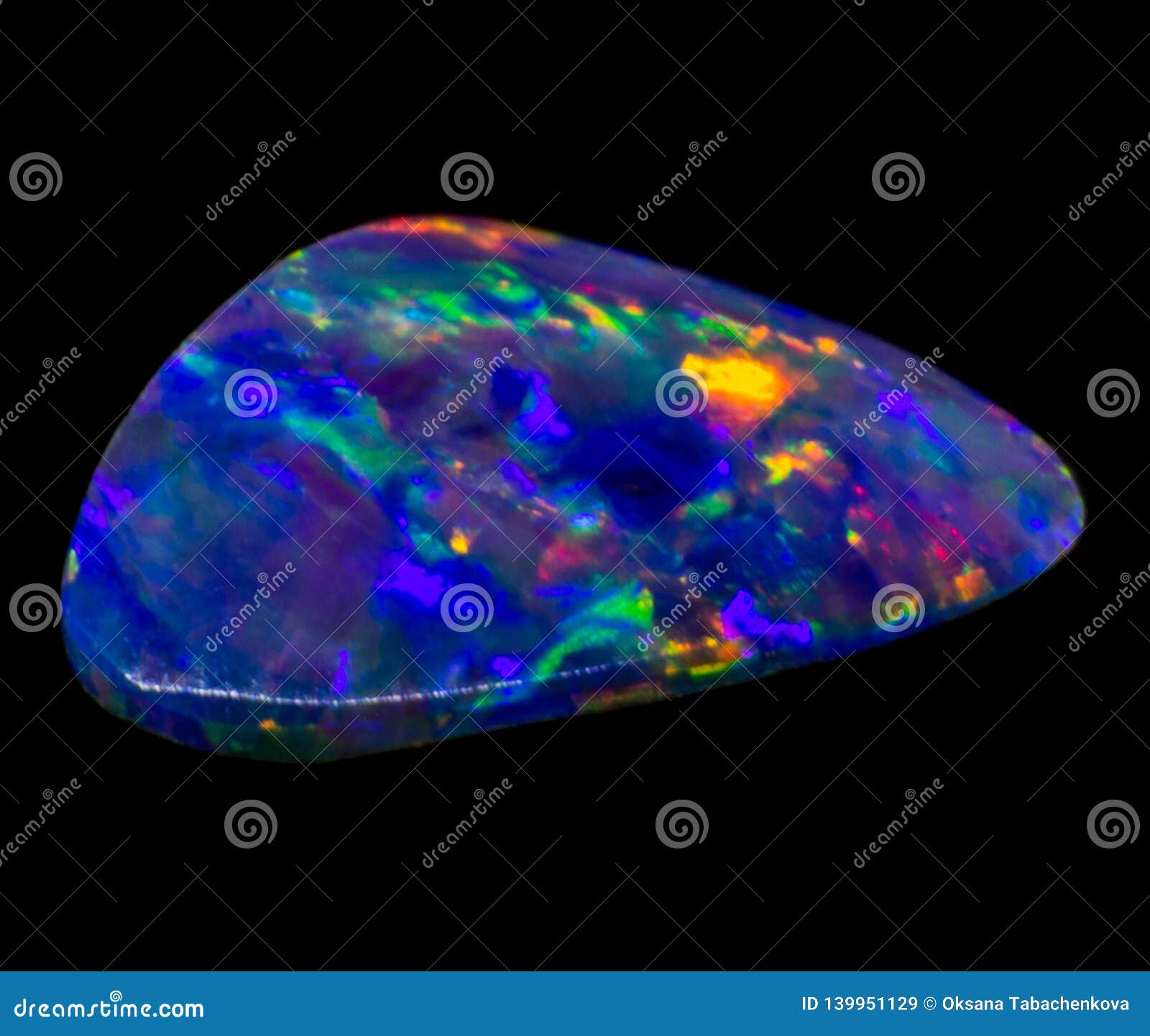 Natural Piece of Blue Opal on a Black Background Stock Image - Image of ...