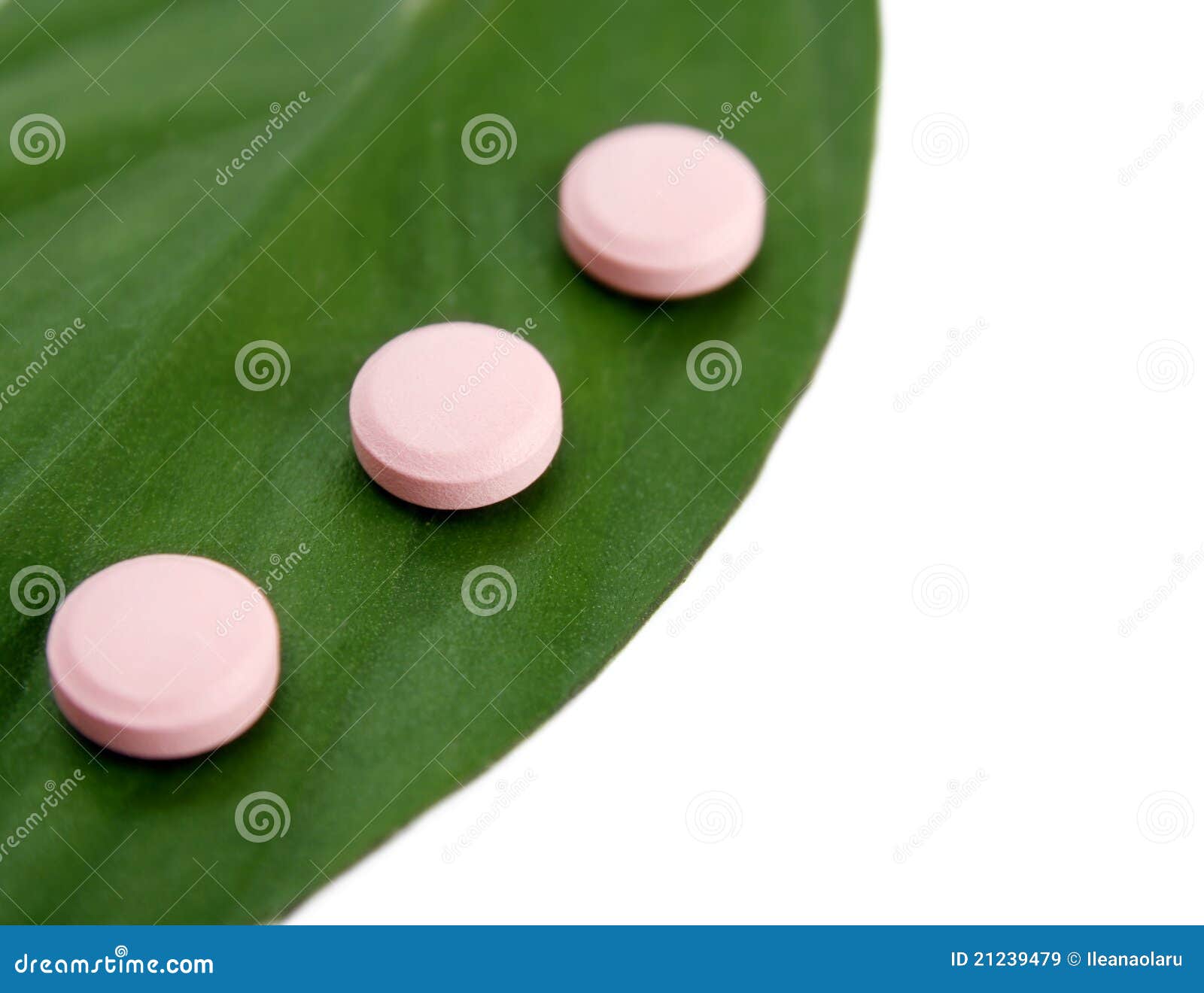 Natural Pills and a Green Leaf Stock Image - Image of cold, immune ...