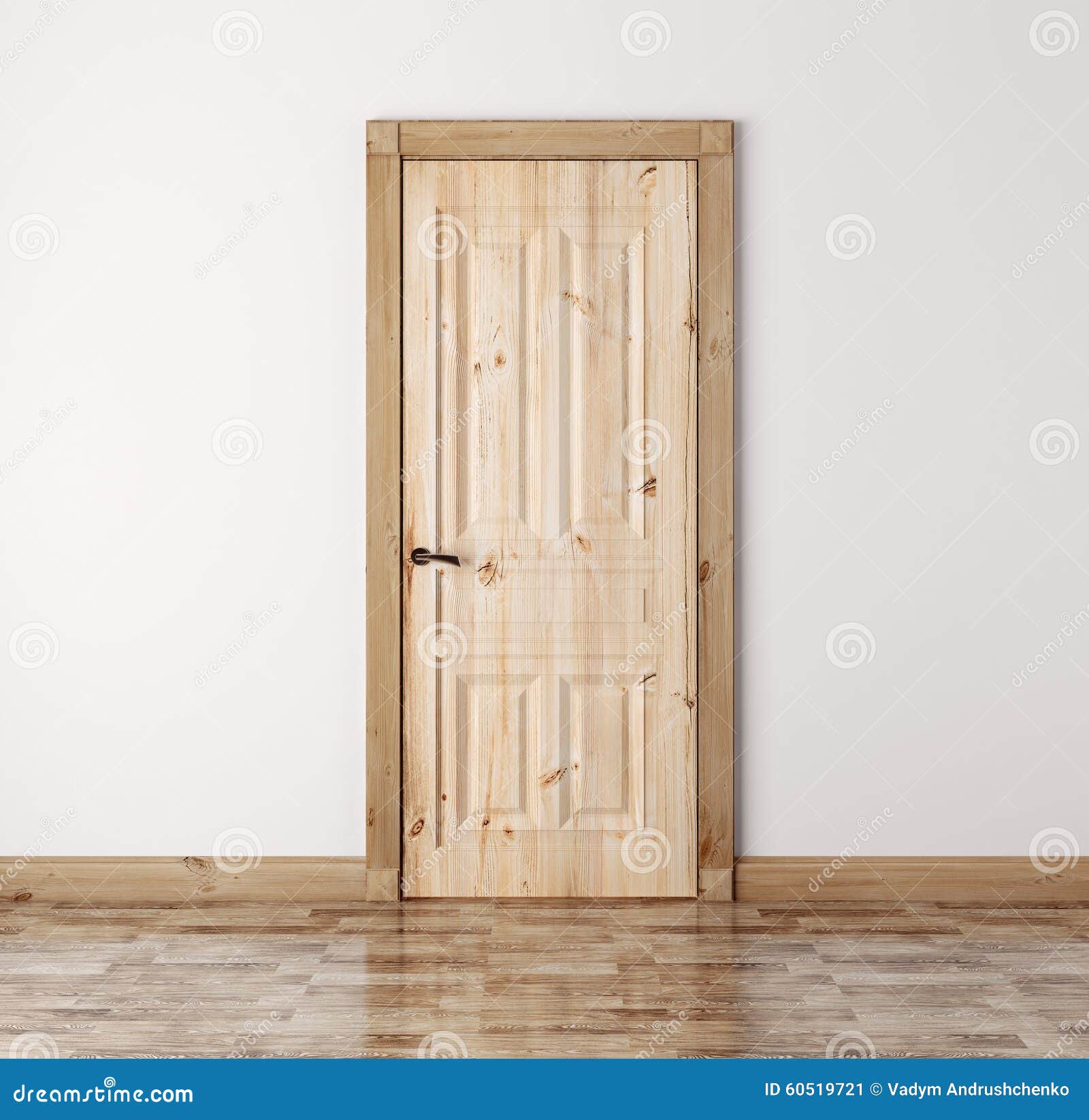 Natural Pine Wood Door 3d Render Stock Illustration - Illustration of ...