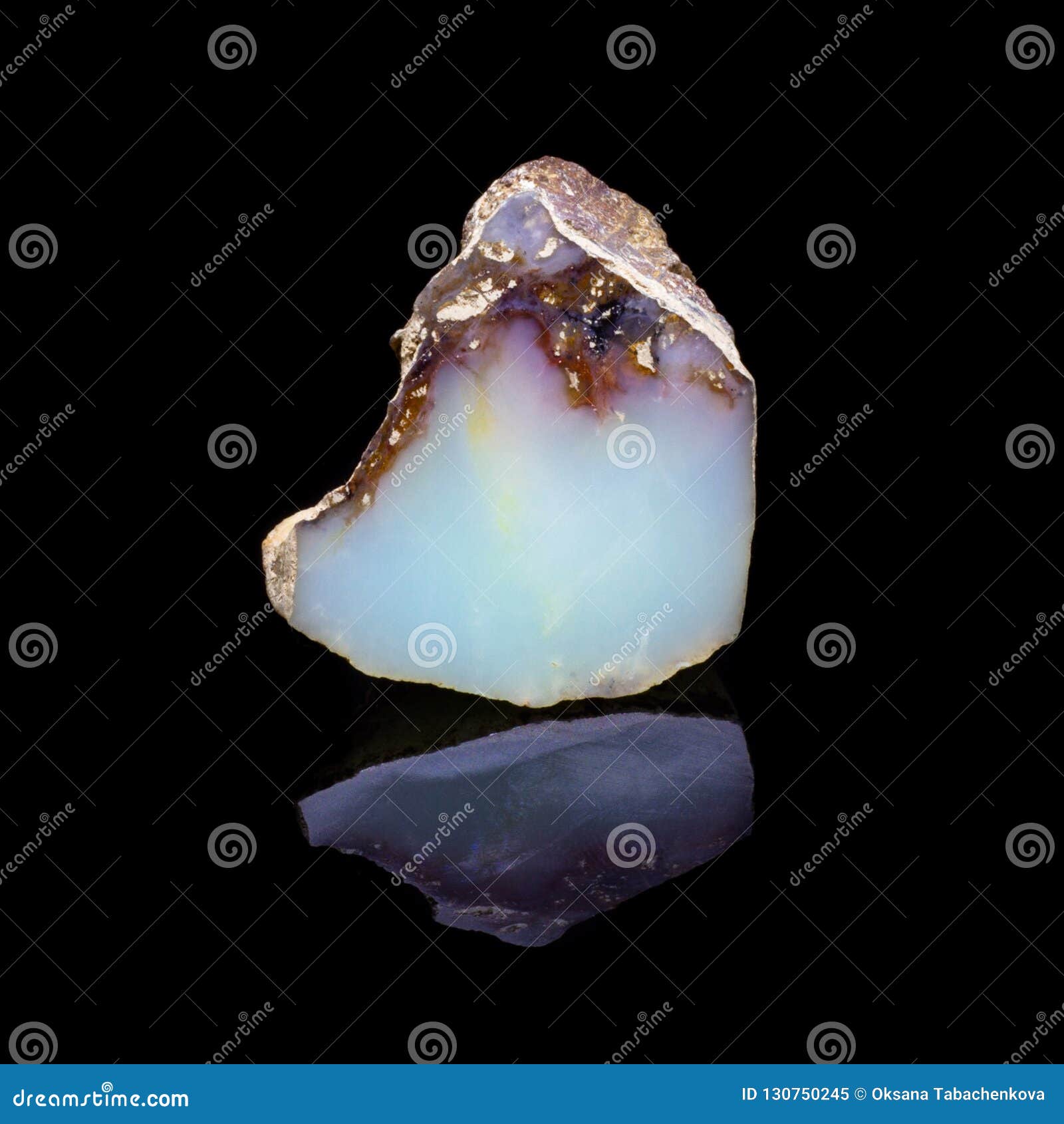 Natural Polished Opal Stone on a Black Bacrground Stock Image - Image ...
