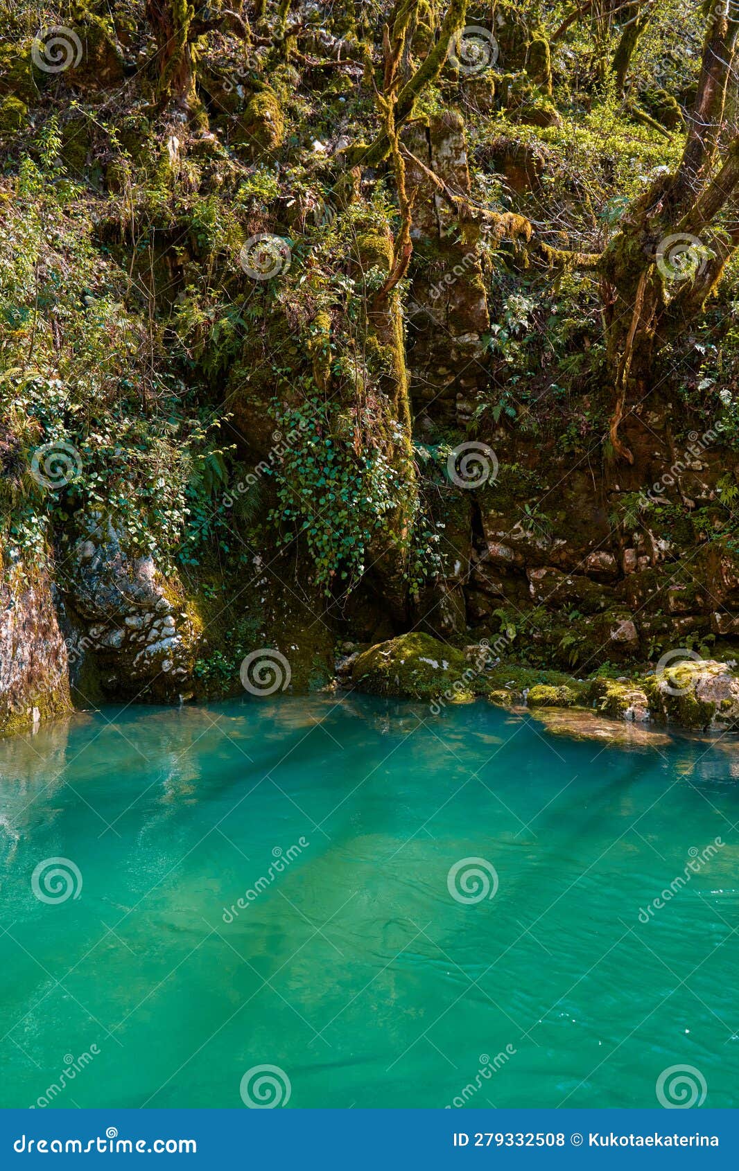The Natural Pool of the Mountain River with Emerald Clear Water Stock ...