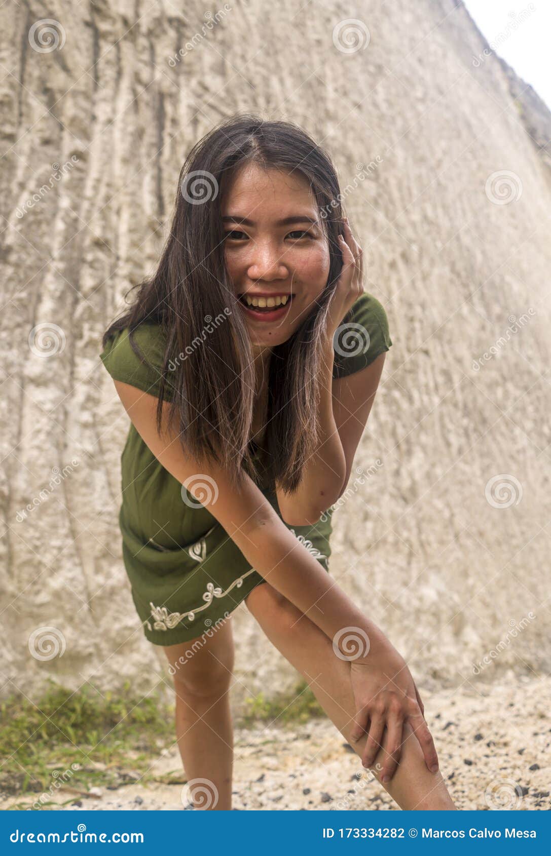 Natural Portrait Of Young Beautiful And Happy Asian Korean Woman In