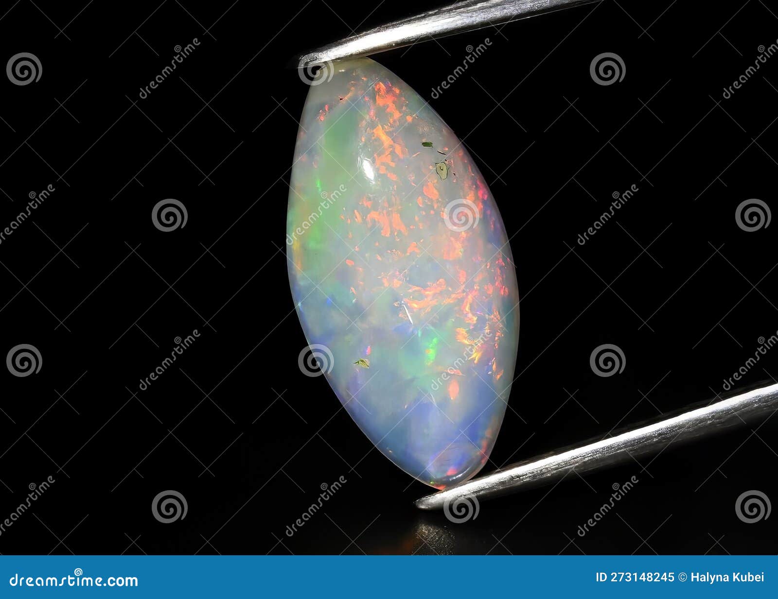 Natural Precious Stone Noble Opal on a Black Background Stock Image ...
