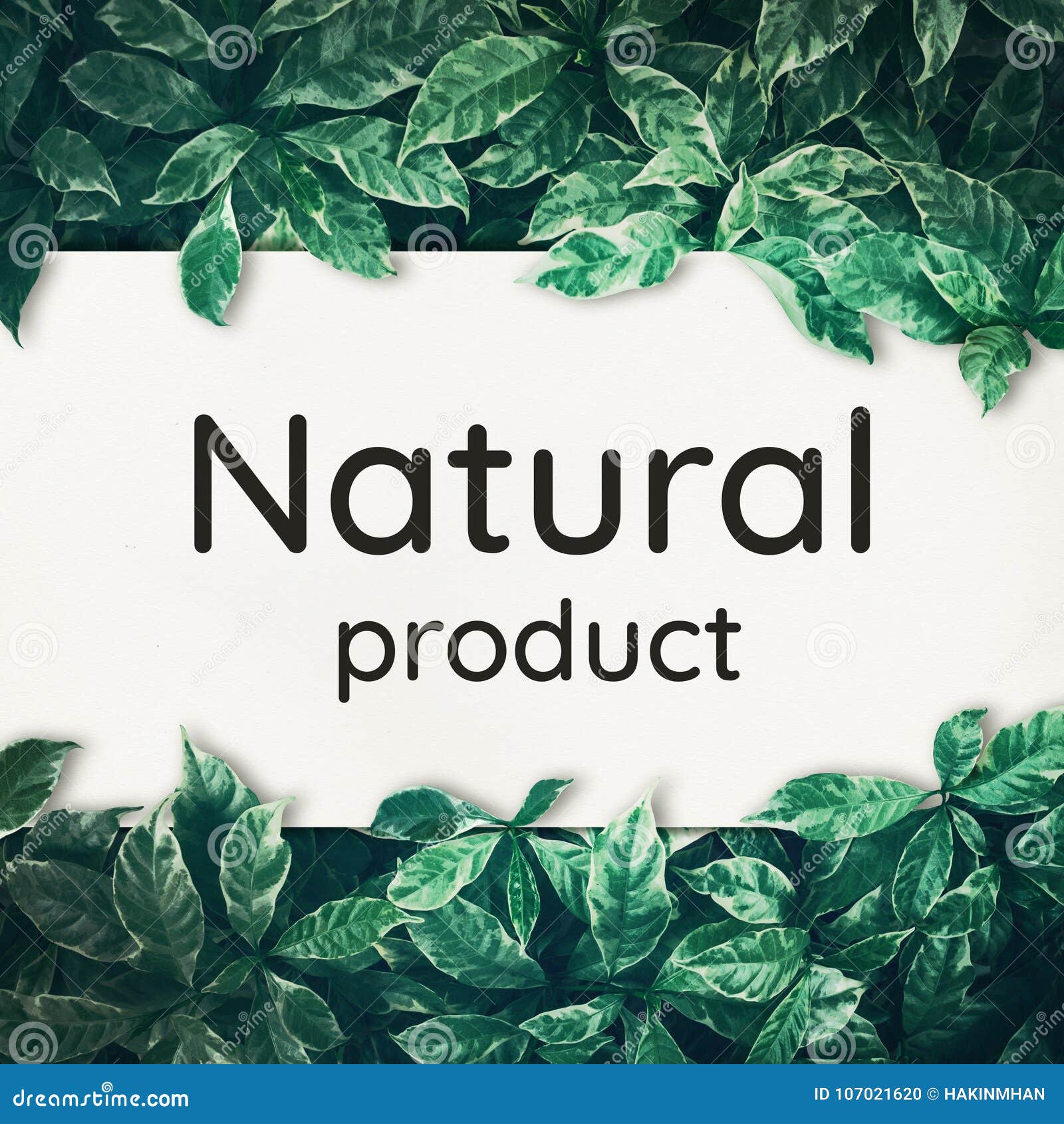 Natural Product Text with Green Leaf Background Stock Photo - Image of ...