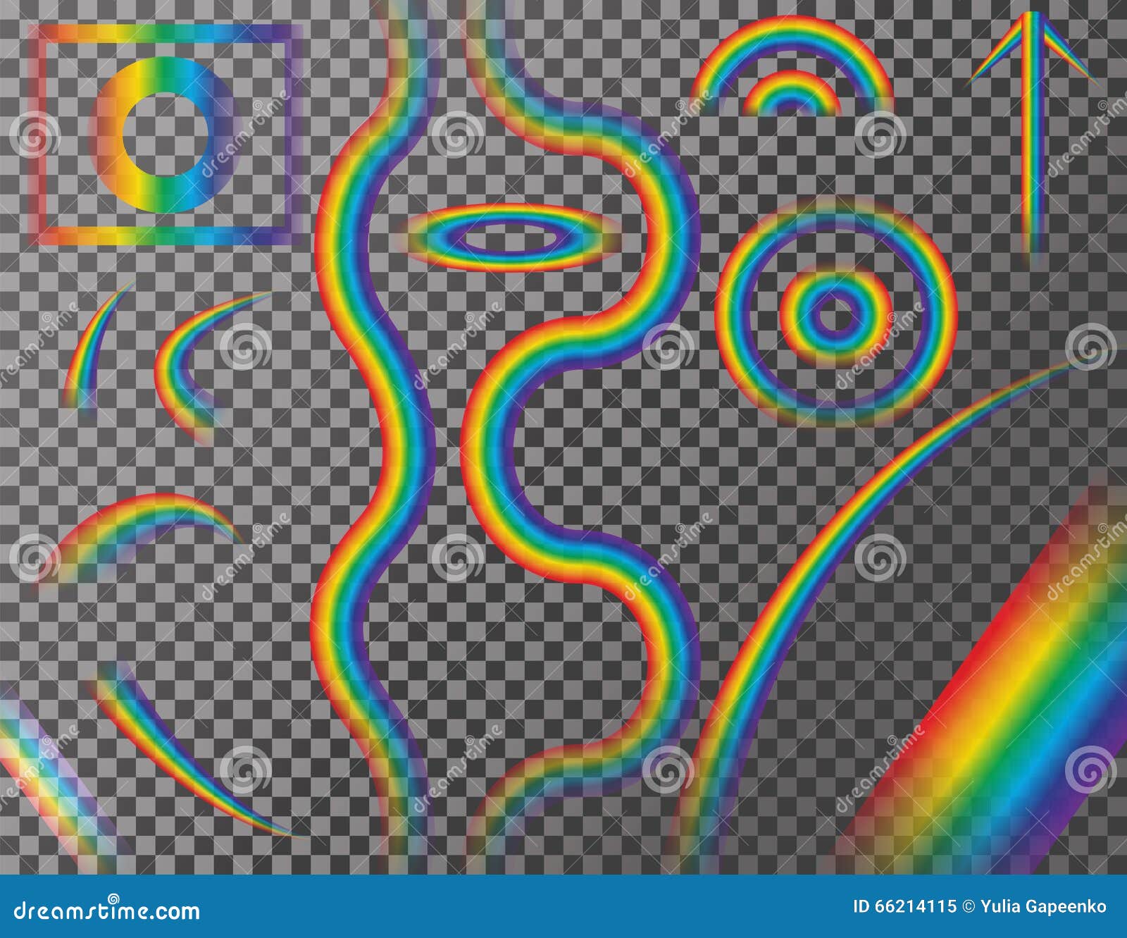 Natural Rainbow of Different Shapes on Transparent Background. V Stock ...
