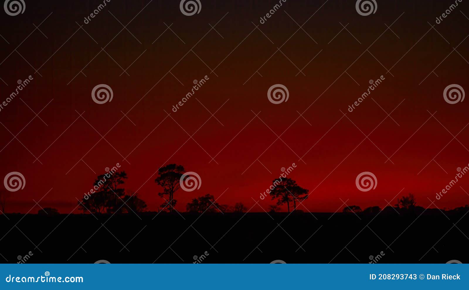 Natural Red Sky Sunset with Trees in the Background Stock Image - Image ...