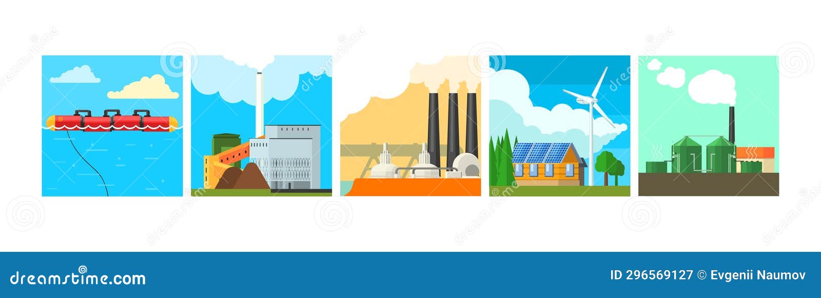 Natural Resources and Environment Power Generation Vector Set Stock ...