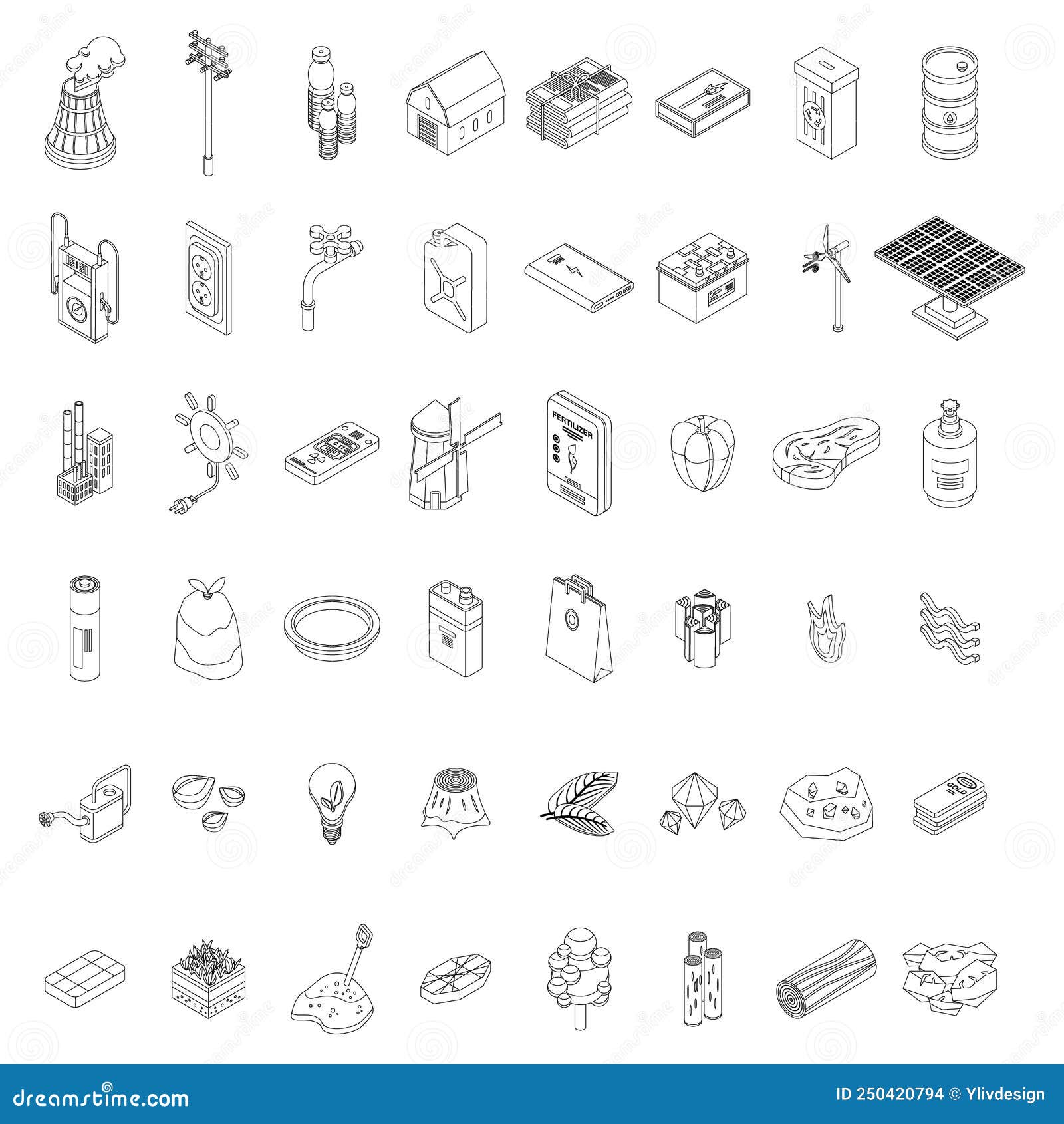 Natural Resources Icons Set Vector Outline Stock Illustration ...