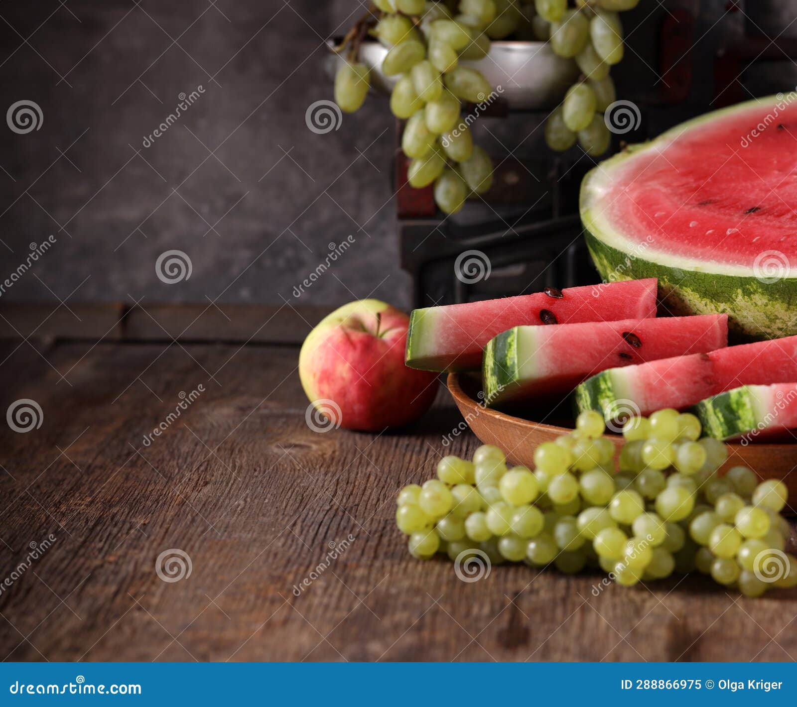 Natural Ripe Watermelon Autumn Stock Image - Image of table, background ...