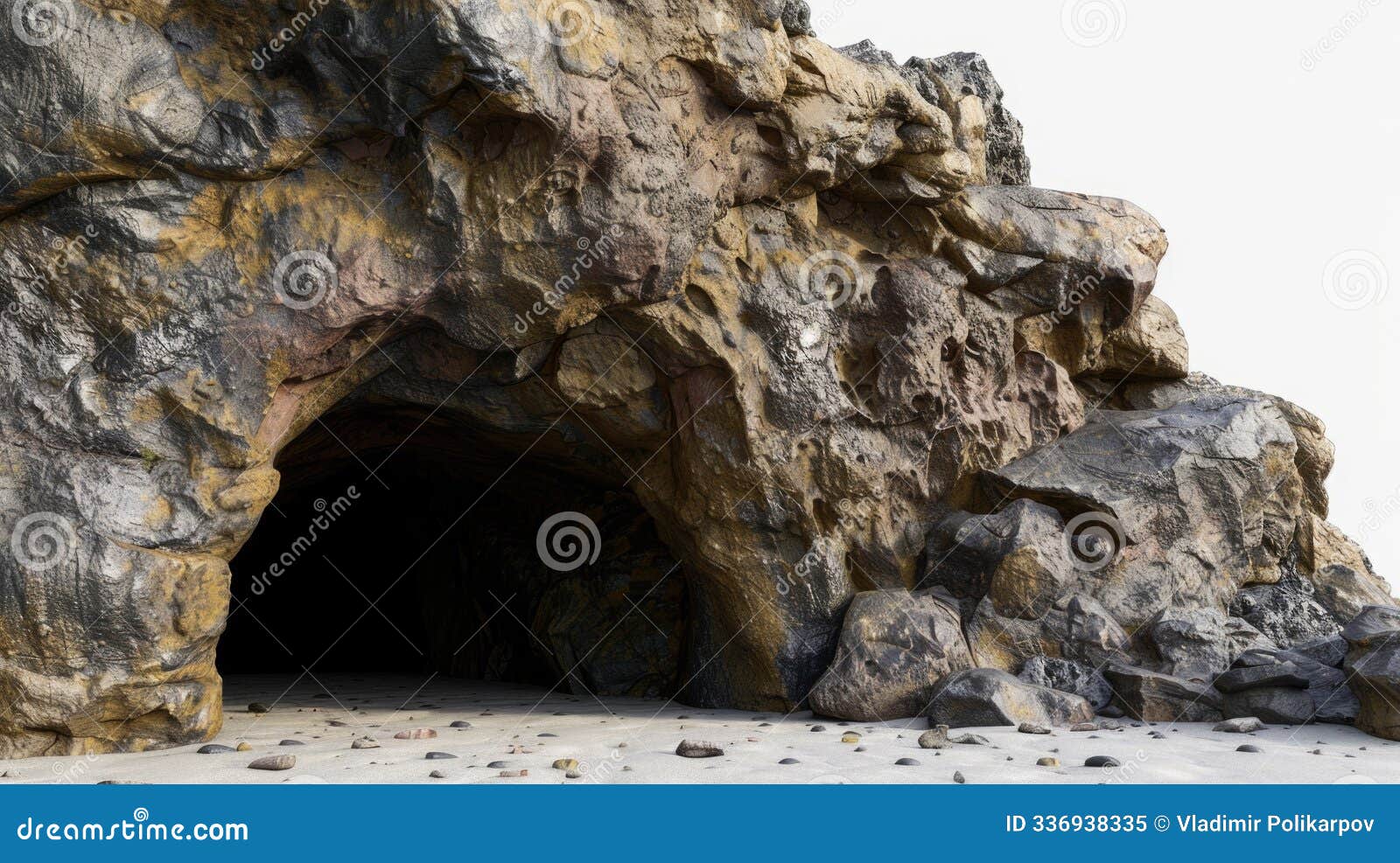 A Natural Rock Formation with a Small Cave Entrance Stock Image - Image ...