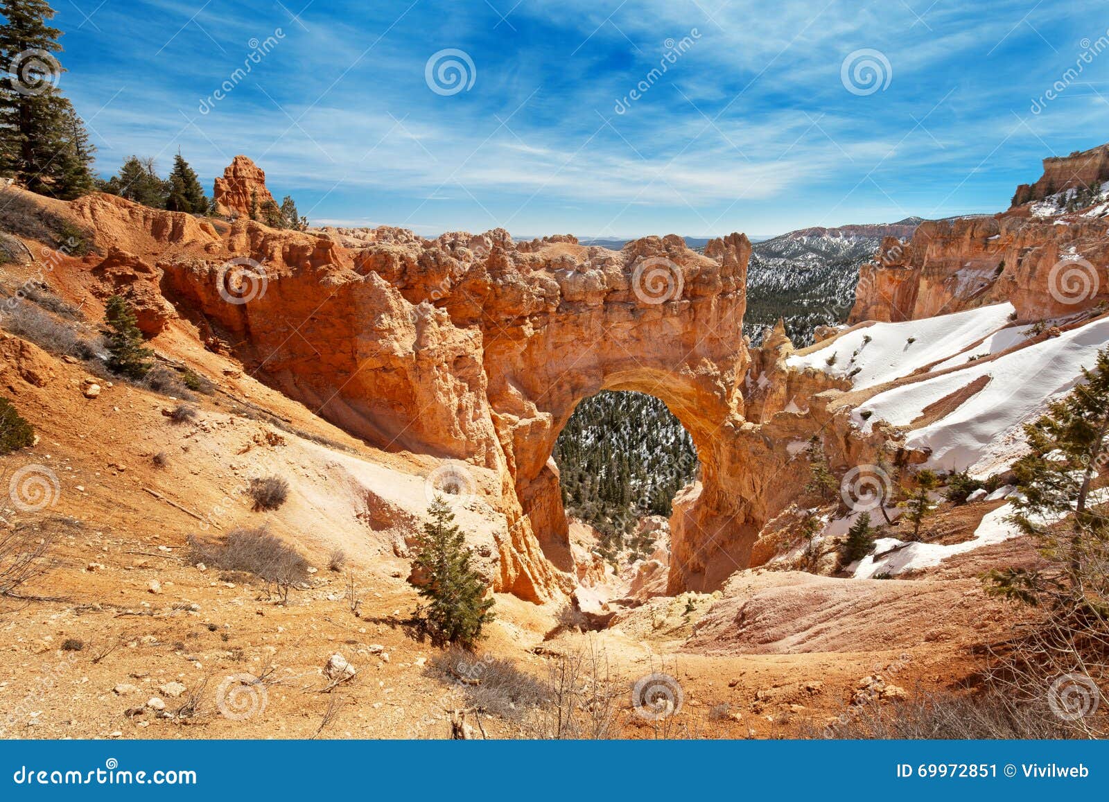 Natural Rocky Bridge in Bryce Canyon Stock Image - Image of destination ...