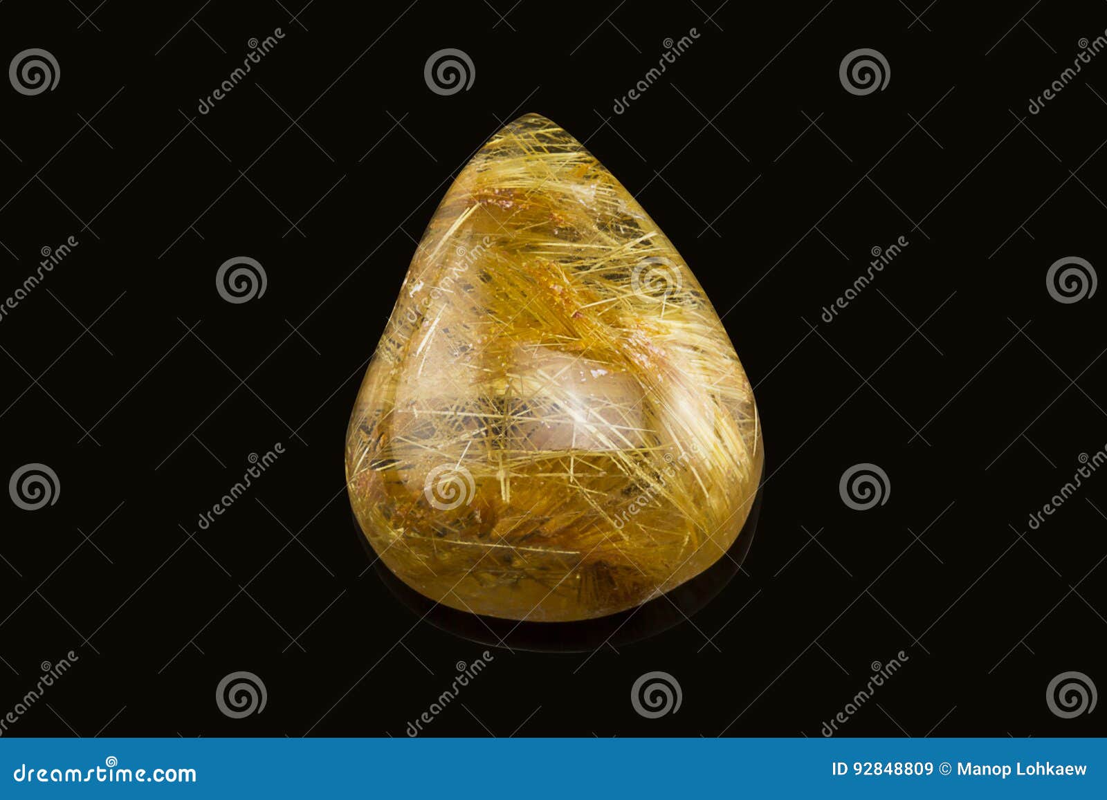 Natural Rutile Quartz on Black Background Stock Image - Image of ...