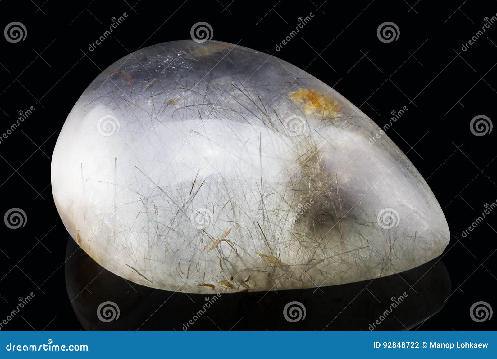 Natural Rutile Quartz on Black Background Stock Photo - Image of ...