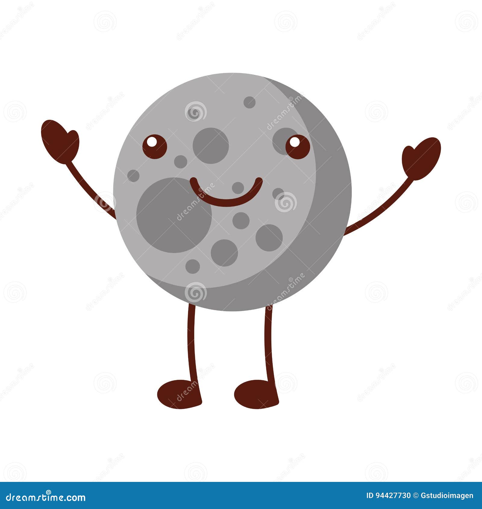 Natural Satellite Moon Comic Character Stock Vector - Illustration of ...