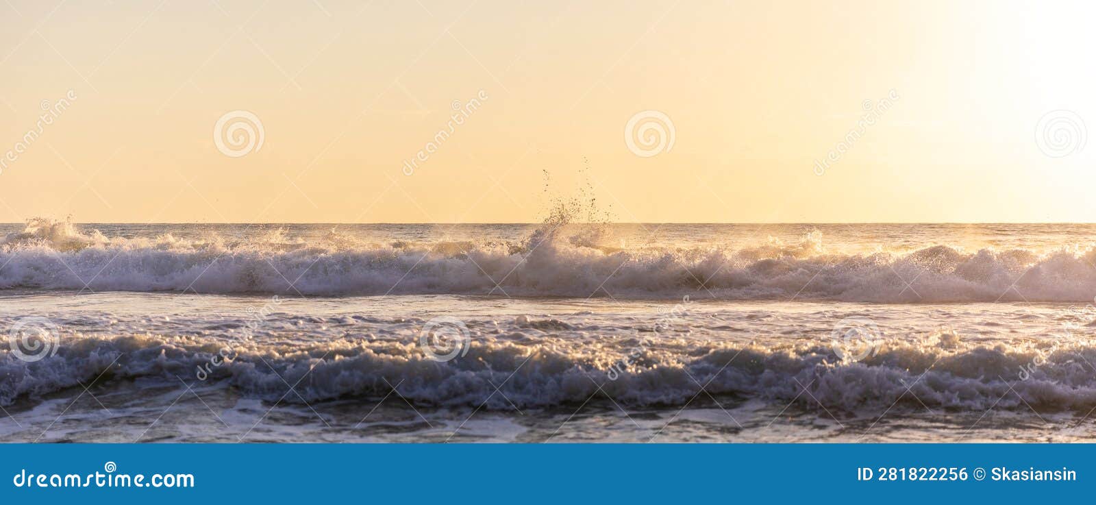 Natural Scene of Strong Wave Hit the Beach with Bright Sunlight Stock ...