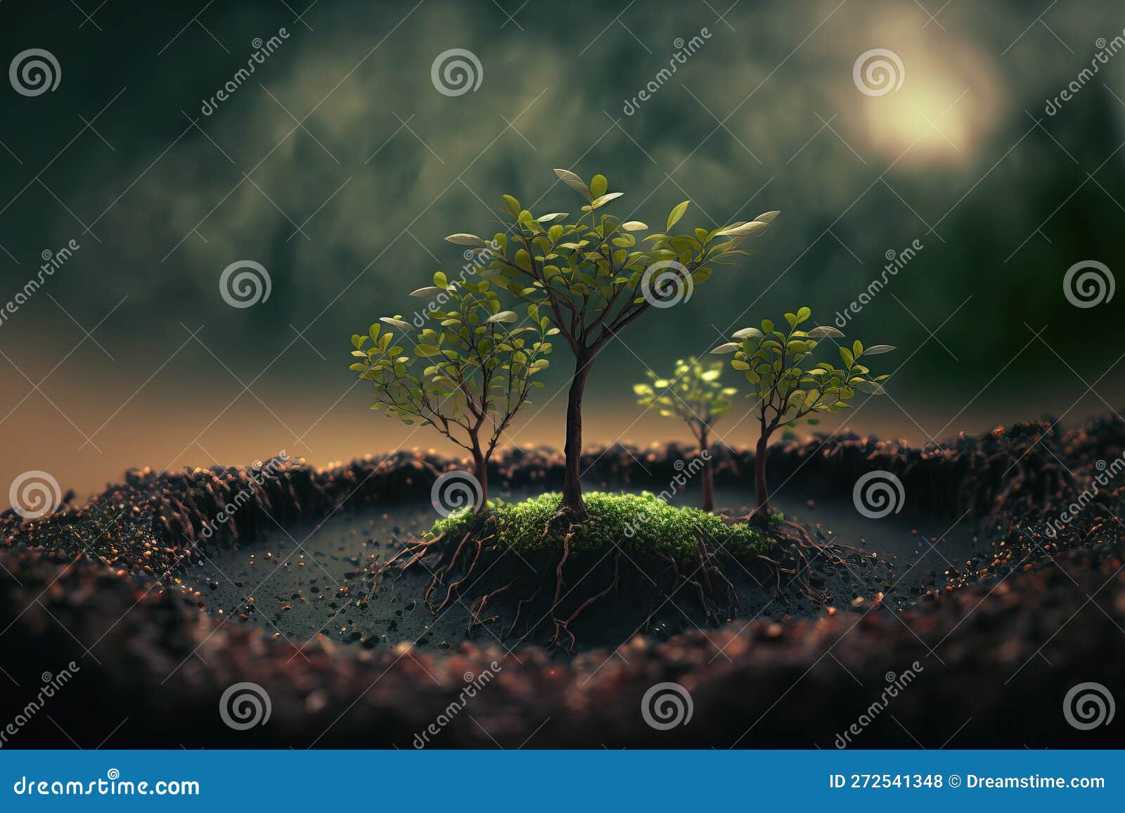 Natural Scene of Tiny Trees on the Ground Growing Trees Stock ...