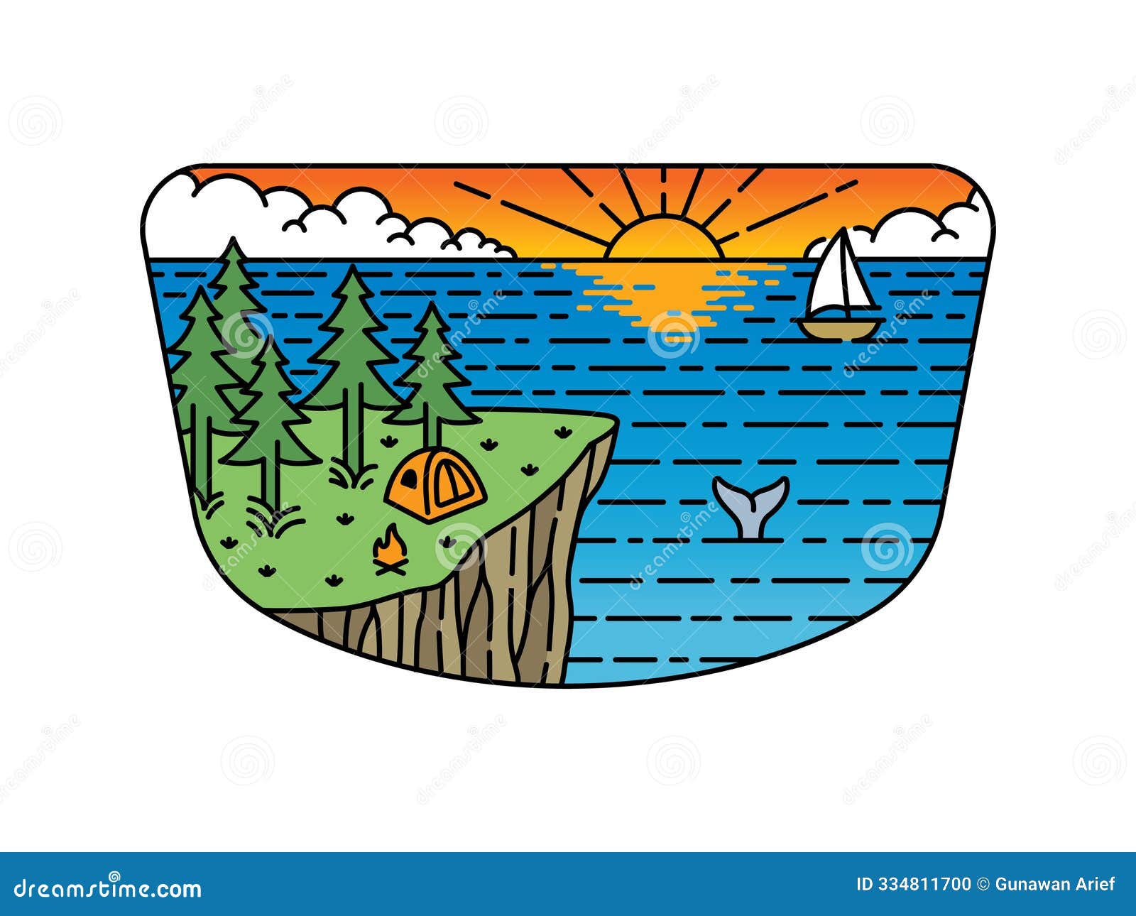 Natural Scenery in the Frame Illustration Stock Illustration ...