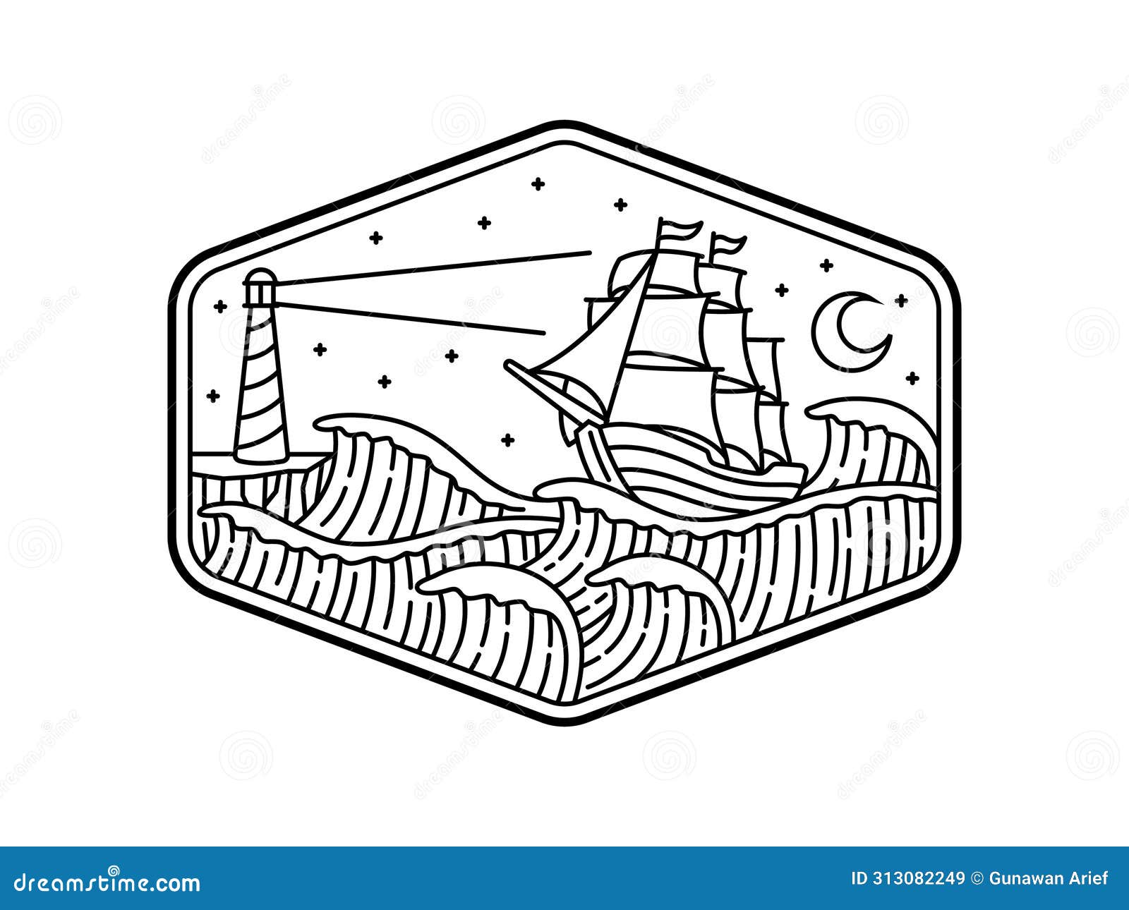 Natural Scenery in the Frame Line Art Illustration Stock Vector ...