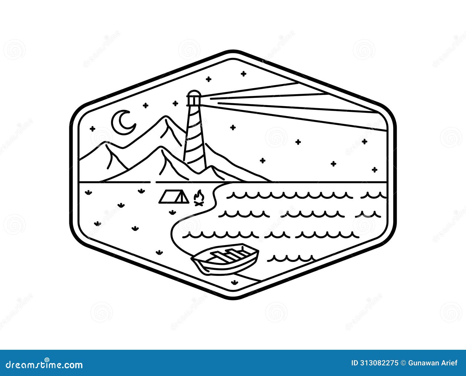 Natural Scenery in the Frame Line Art Illustration Stock Vector ...