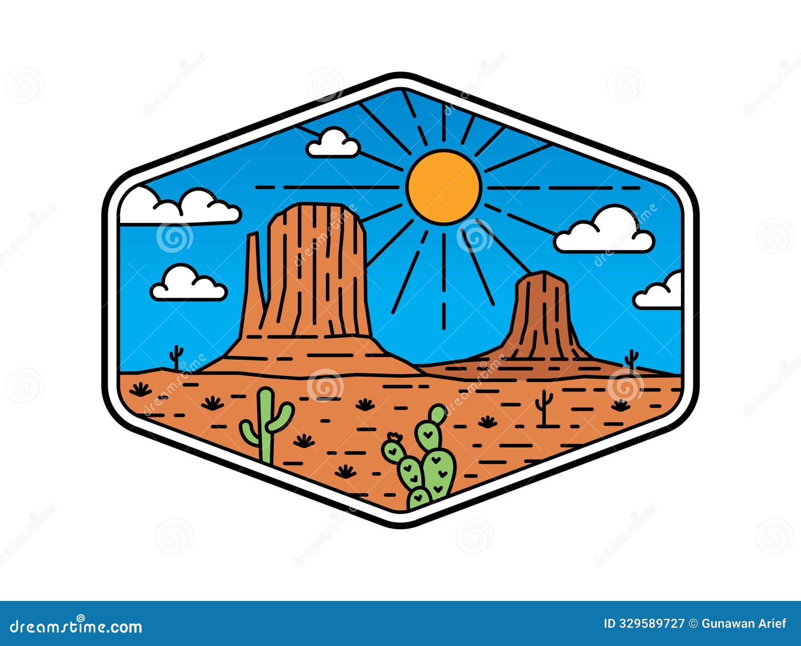 Natural Scenery in the Frame Line Art Illustration Stock Illustration ...