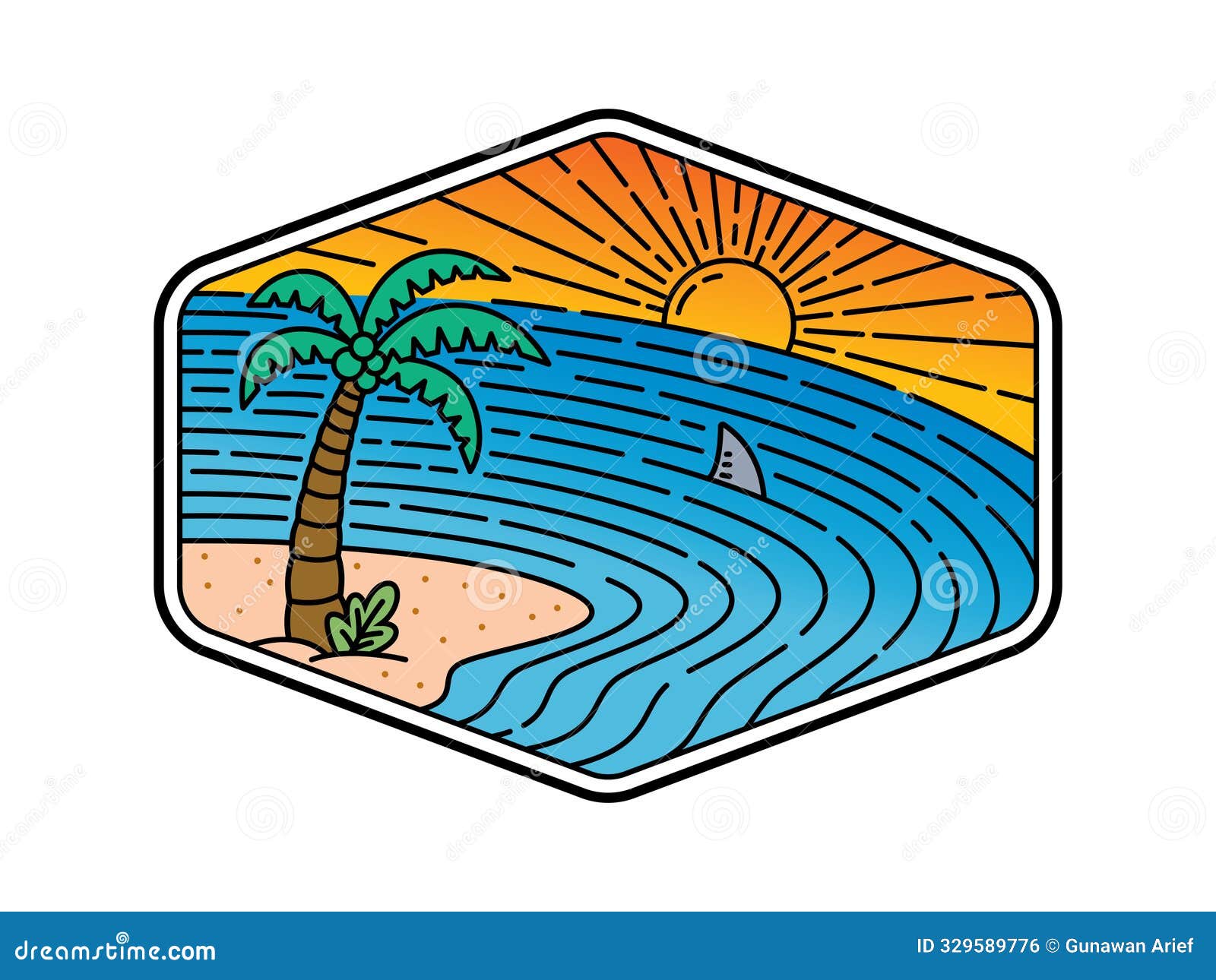 Natural Scenery in the Frame Line Art Illustration Stock Illustration ...