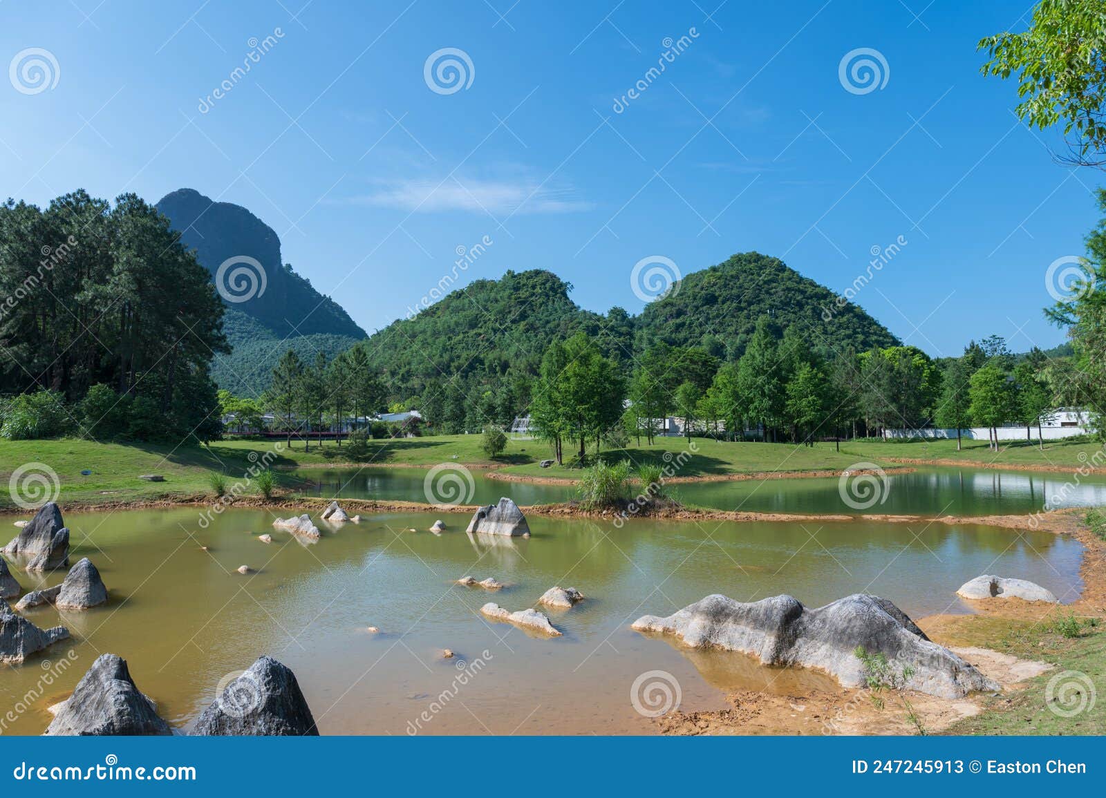 Natural Scenery of Karst Landforms Stock Image - Image of water, green ...