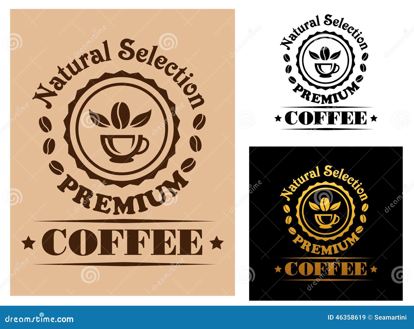 Natural Selection Premium Coffee Label Stock Vector - Illustration of ...