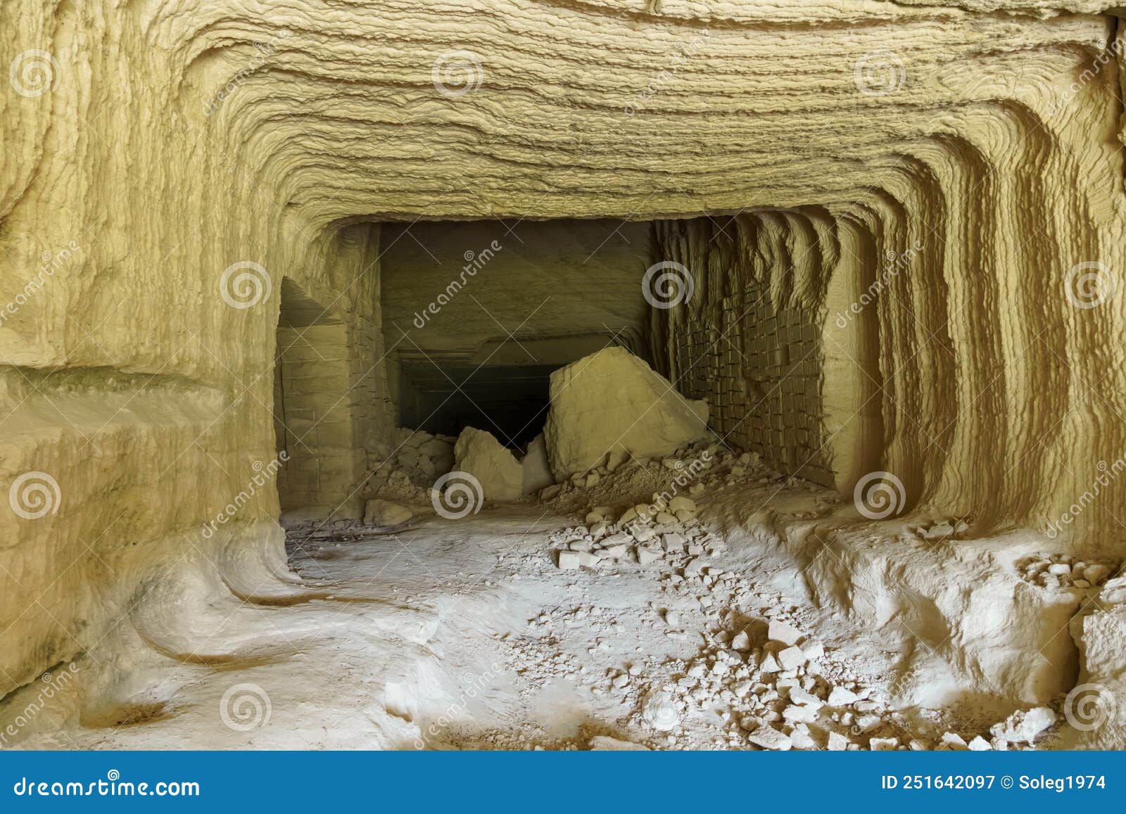 Natural Shell Rock Mine for Construction, Abandoned Facility Stock ...
