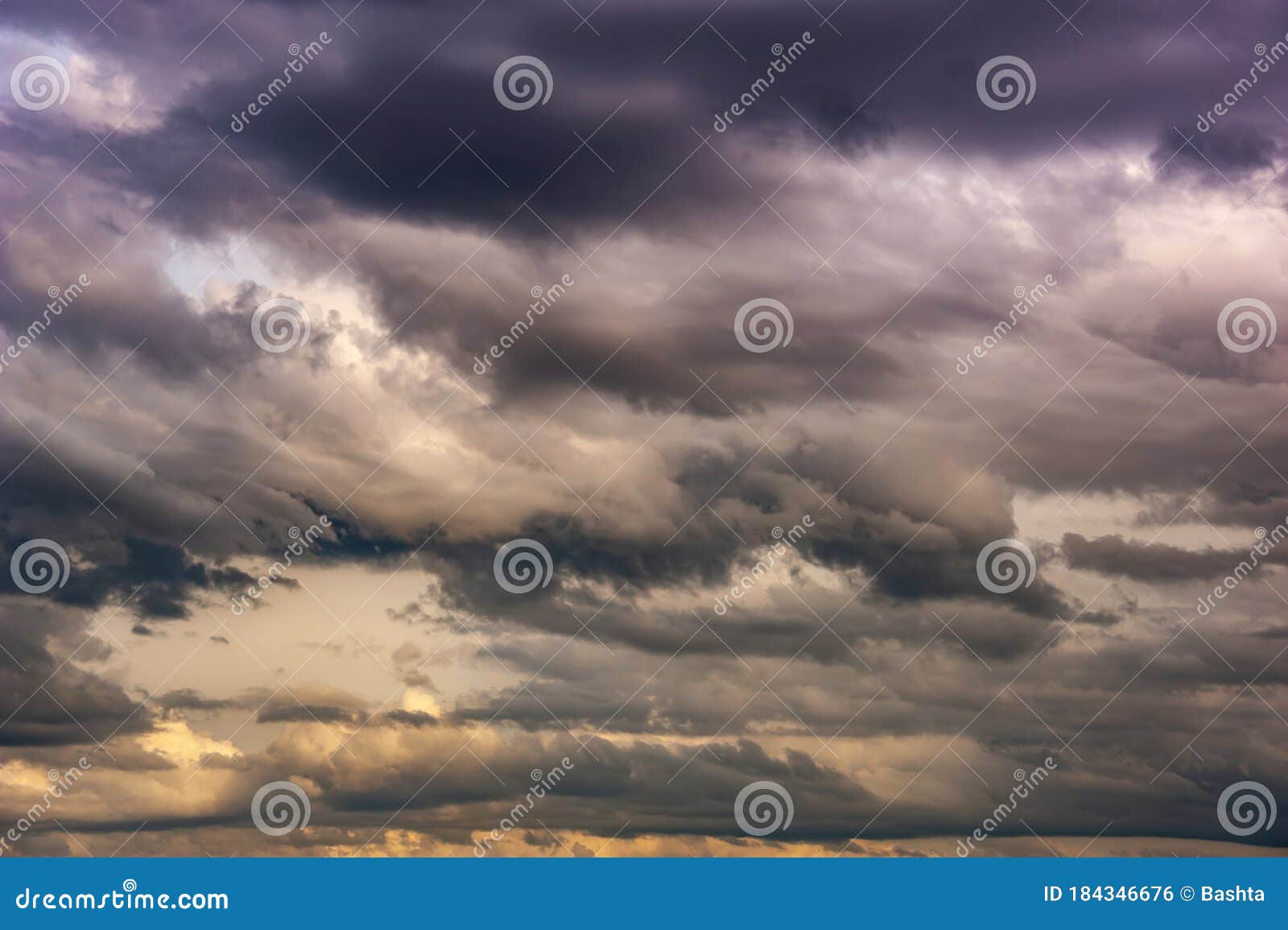 Natural Sky Composition. Dark Ominous Colorful Storm Rain Clouds. Dramatic Sky. Overcast Stormy ...