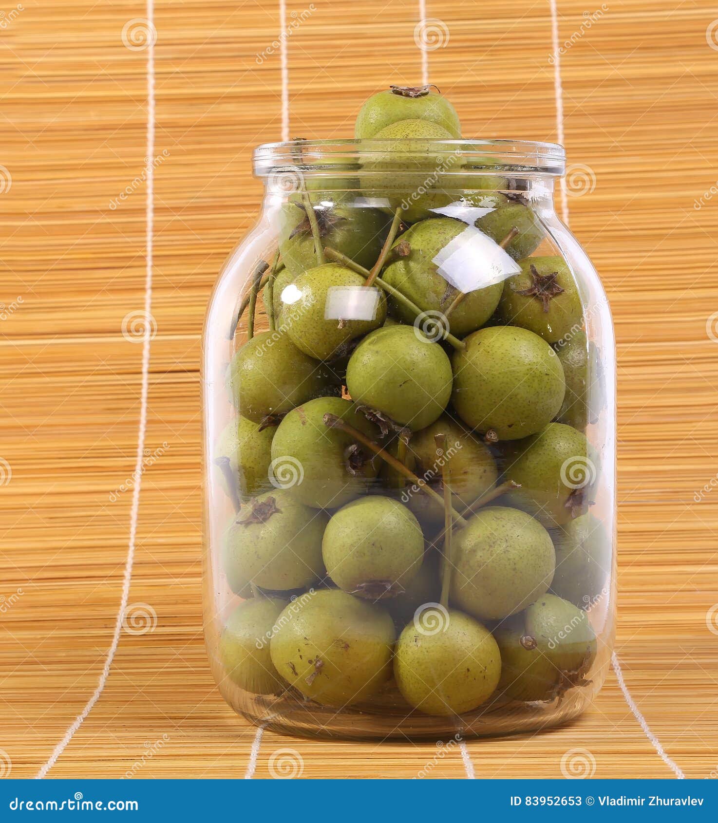 Natural Small Green Pears in a Glass Jar Stock Image - Image of round ...