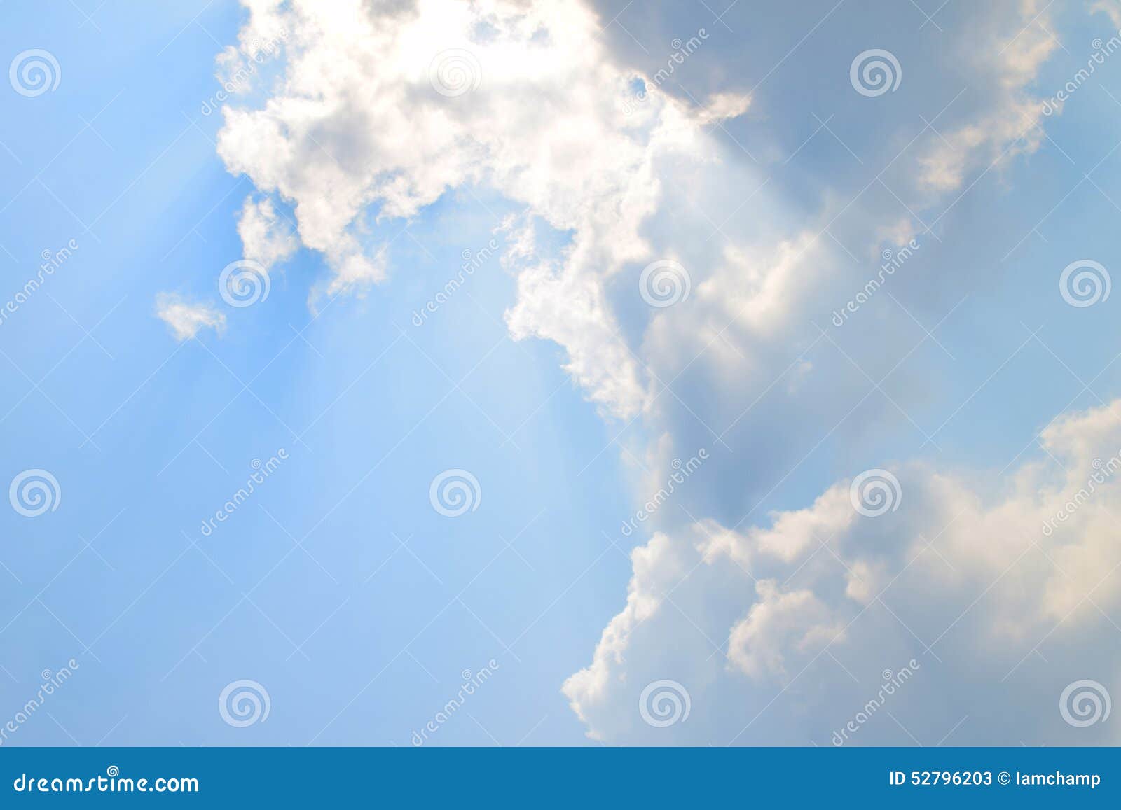 Natural Soft Clouds Pattern and Sunshine Ray on Blue Sky Background ...