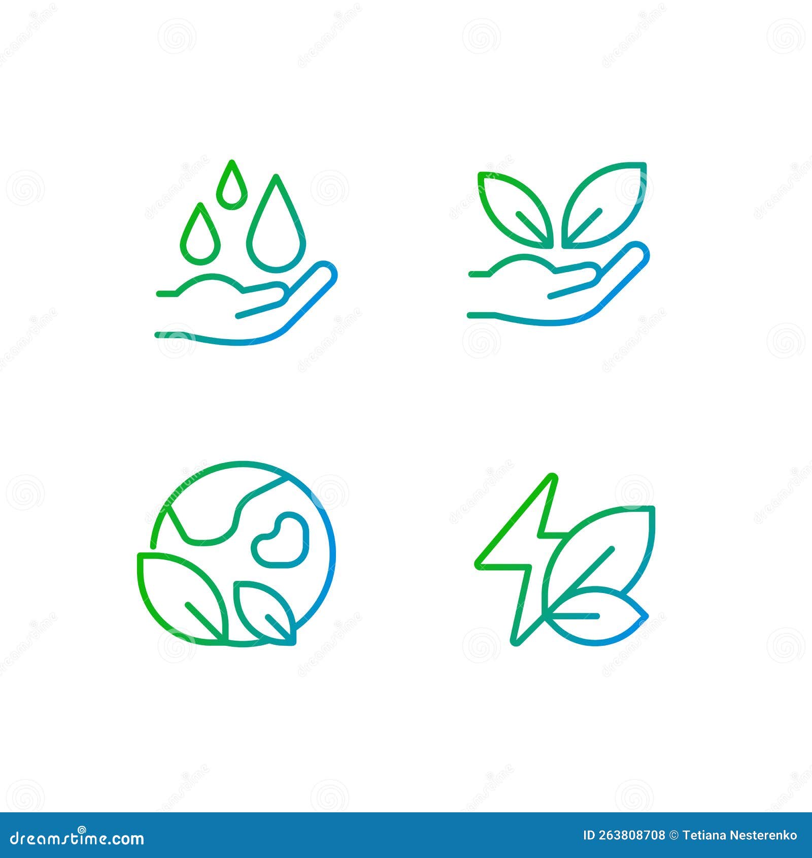 Natural Sources Protection Pixel Perfect Gradient Linear Vector Icons ...