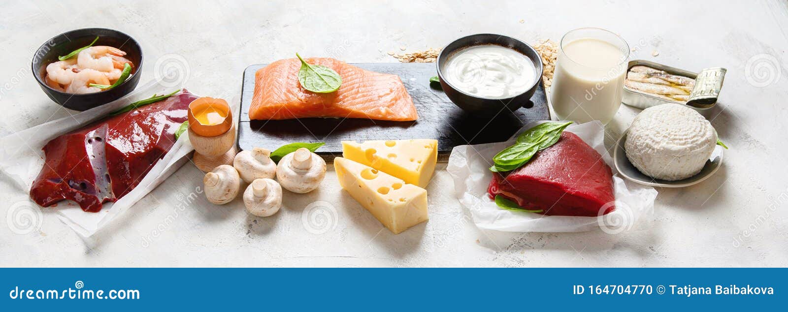 Natural Sources of Vitamin B12 Cobalamin Stock Photo - Image of seafood ...
