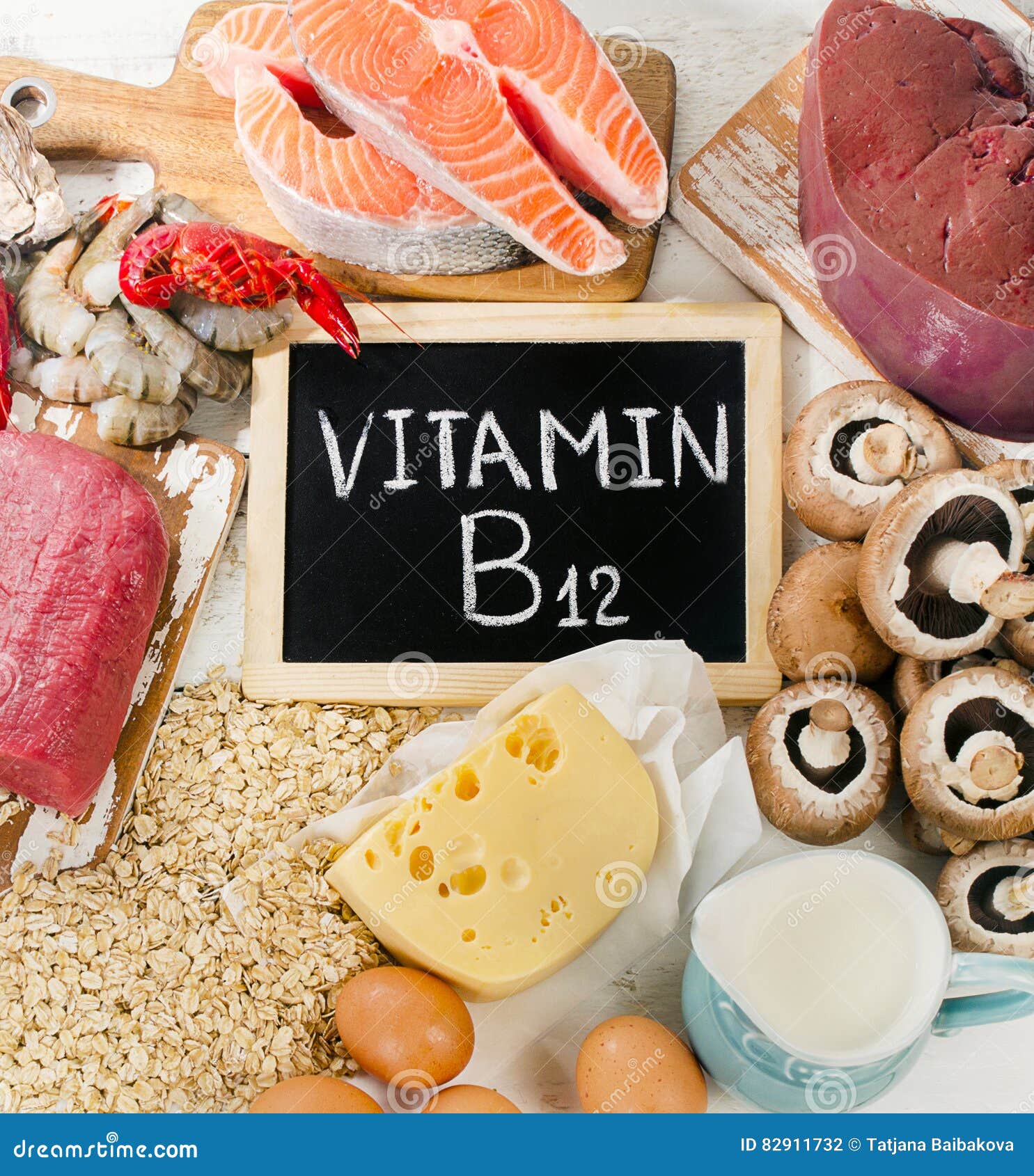Natural Sources of Vitamin B12 Cobalamin. Stock Photo - Image of oyster ...