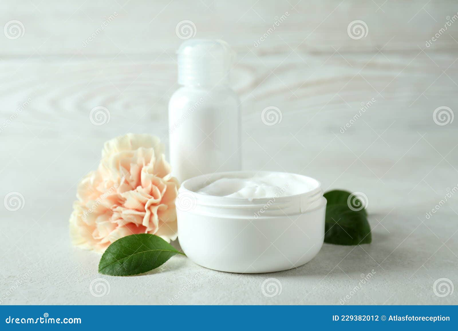 Natural Spa Cosmetics on White Textured Table Stock Photo - Image of ...