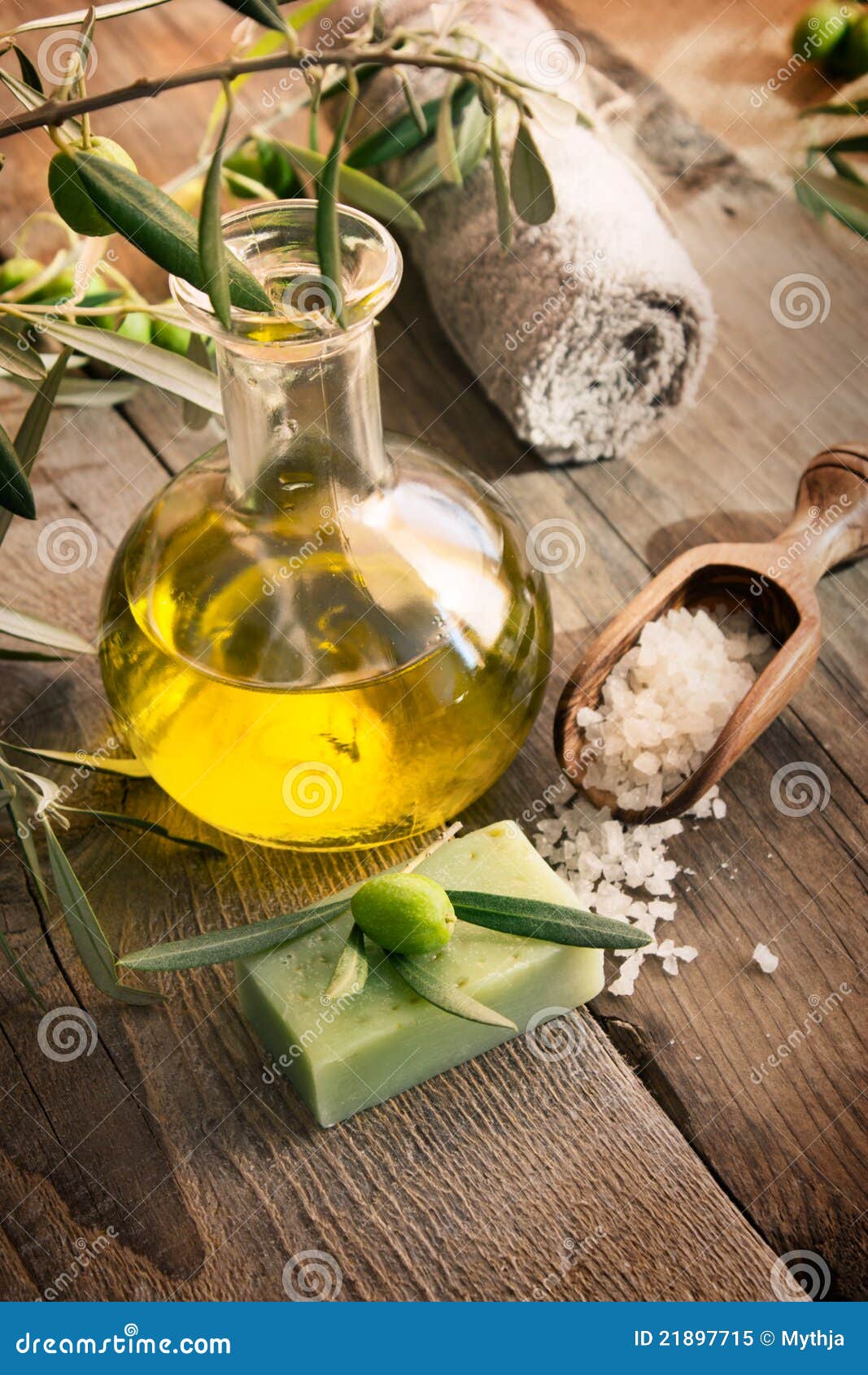 Natural Spa Setting with Olive Products Stock Image - Image of lavender ...